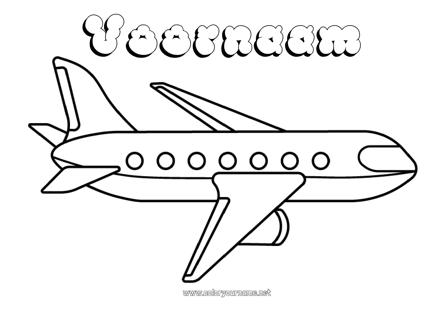 Kleurplaat nr.1408 - Vliegtuig Voertuigen Eenvoudige kleurplaten