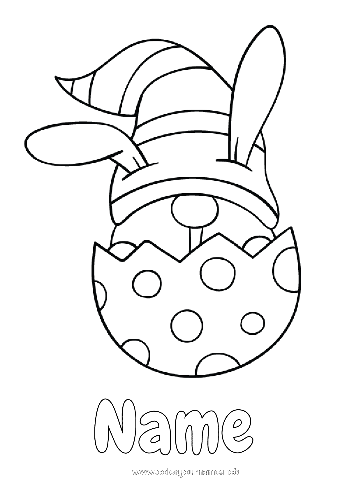 Coloring page No.1418 - Gnome Easter eggs Easter