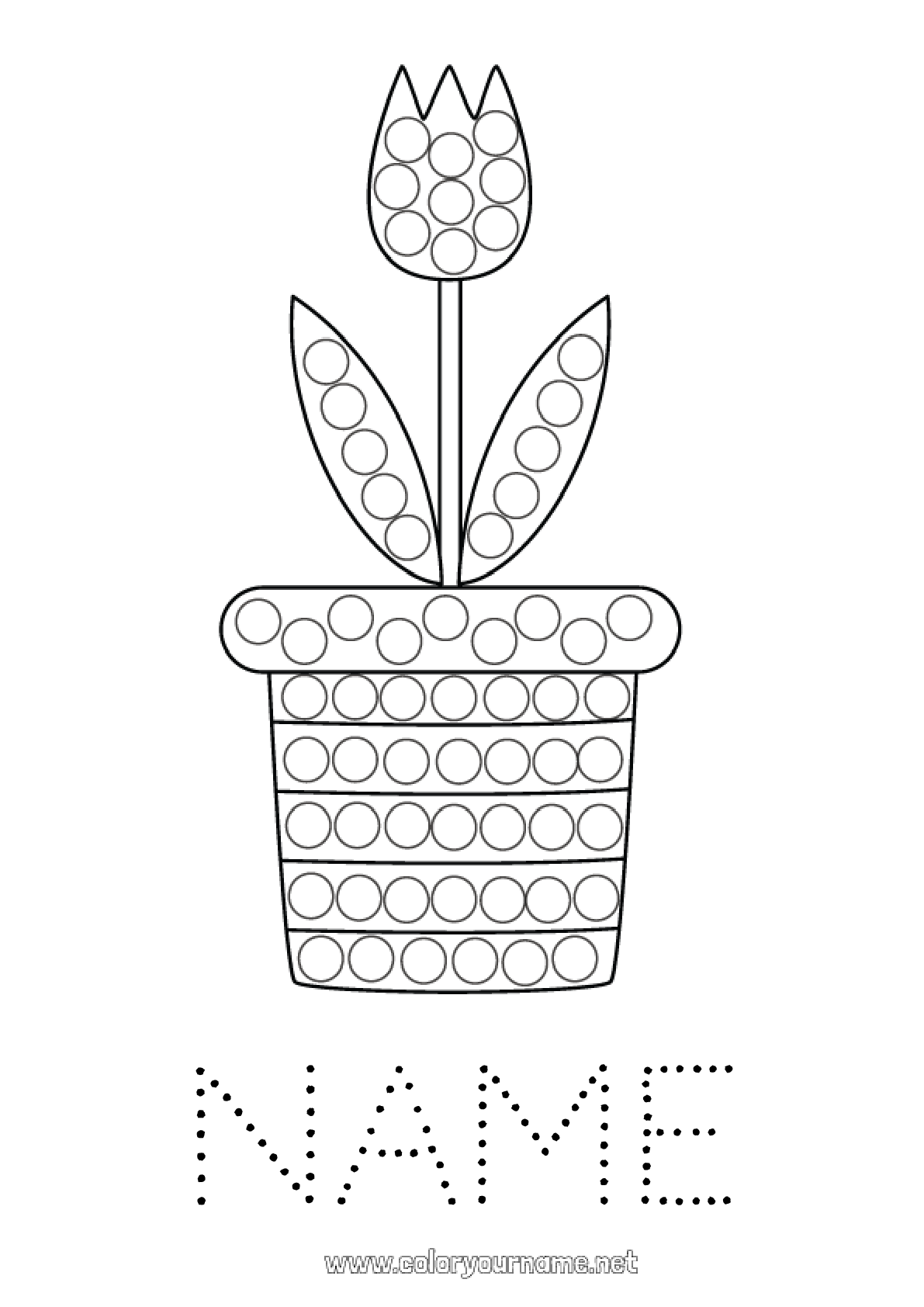 Coloring page No.1419 - Children's activities Dot markers Tulip