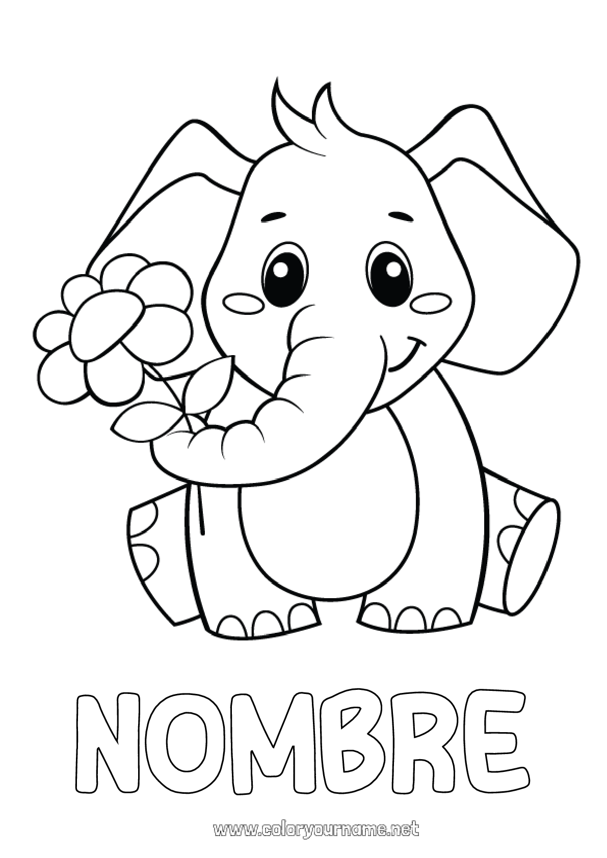Nº de colorear 1420 - Flores Elefante Animales