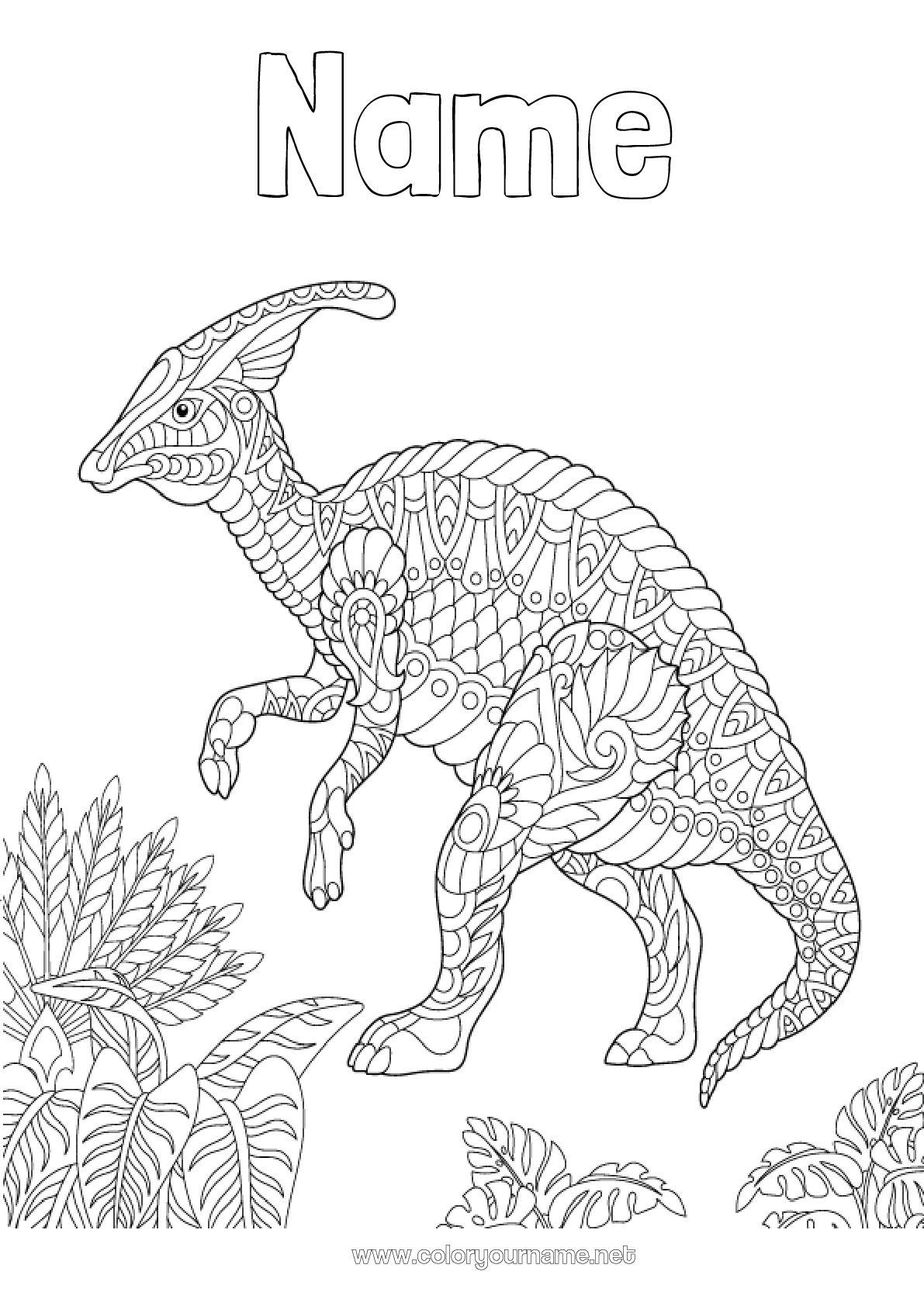 Coloring page No.1433 - Calm and zen Mandala Dinosaurs