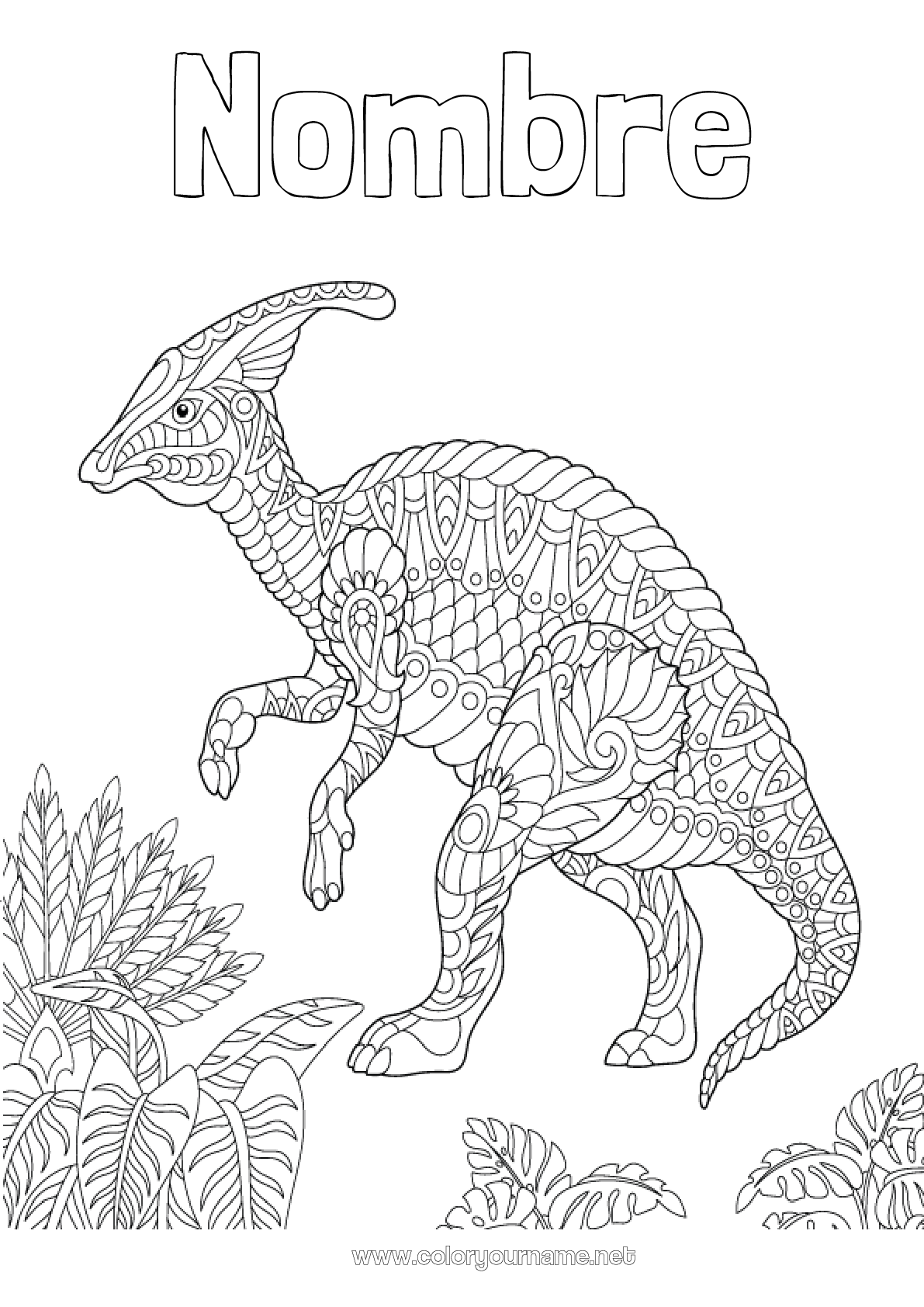 Nº de colorear 1433 - Calma y zen Mandala Dinosaurios