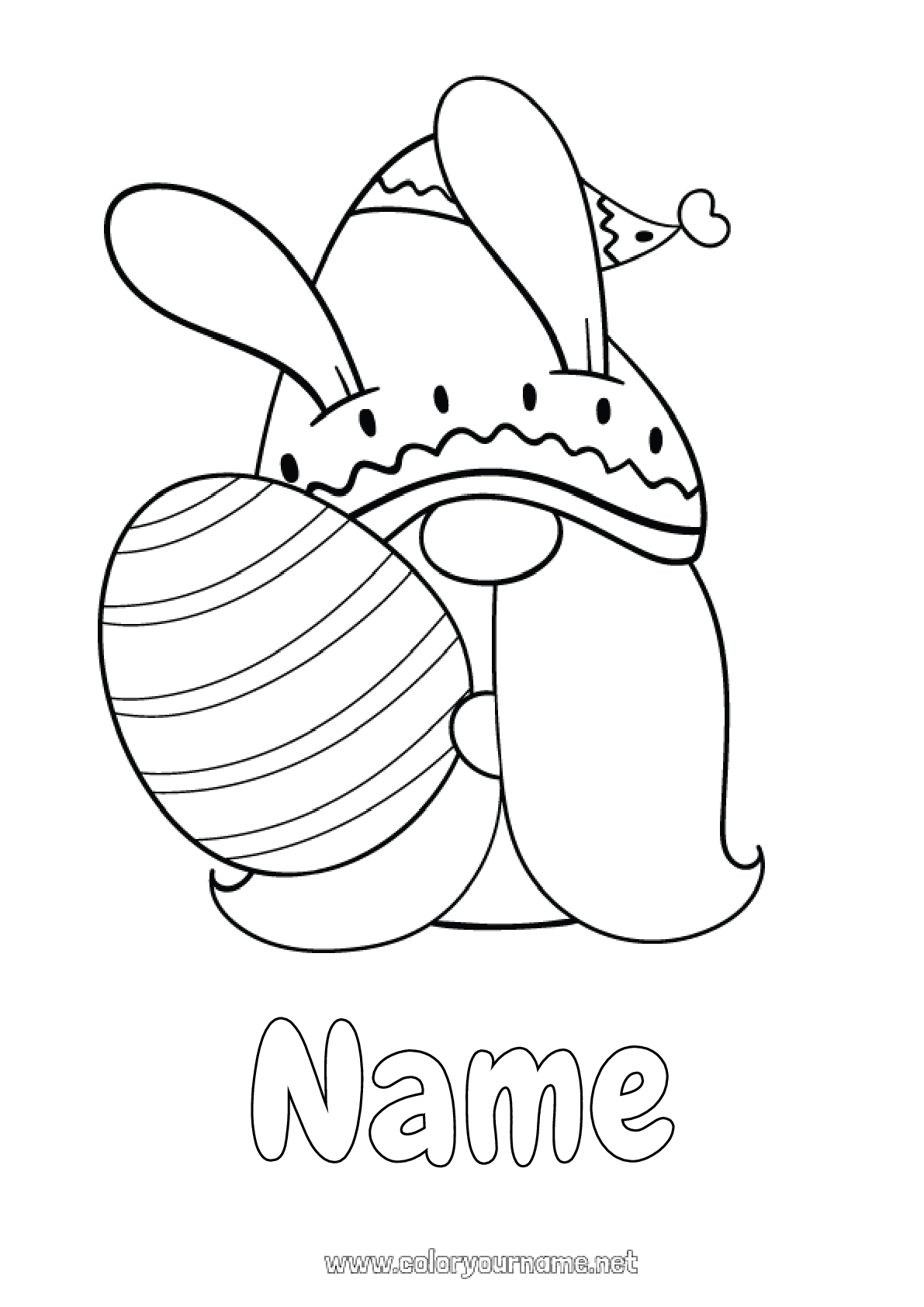 Coloring page No.1439 - Gnome Easter eggs Easter