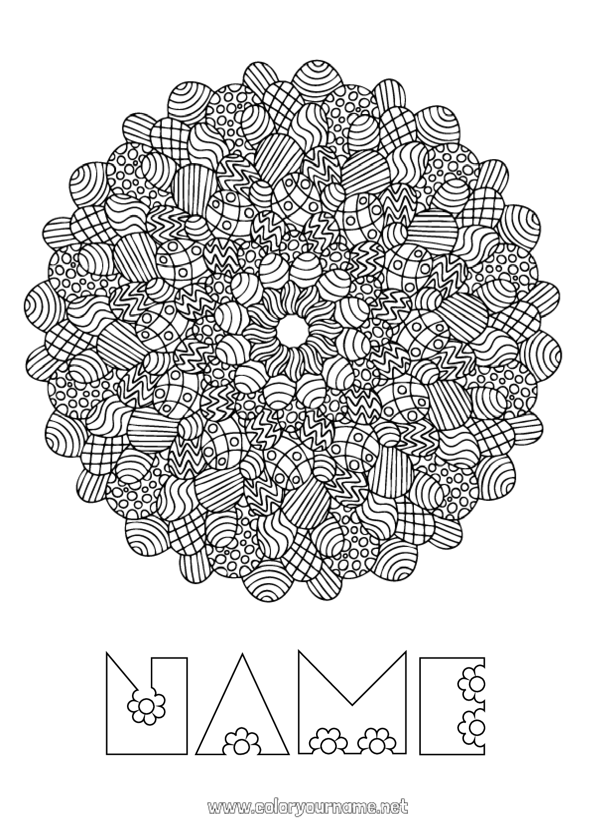 Coloring page No.1452 - Mandala Easter eggs Easter
