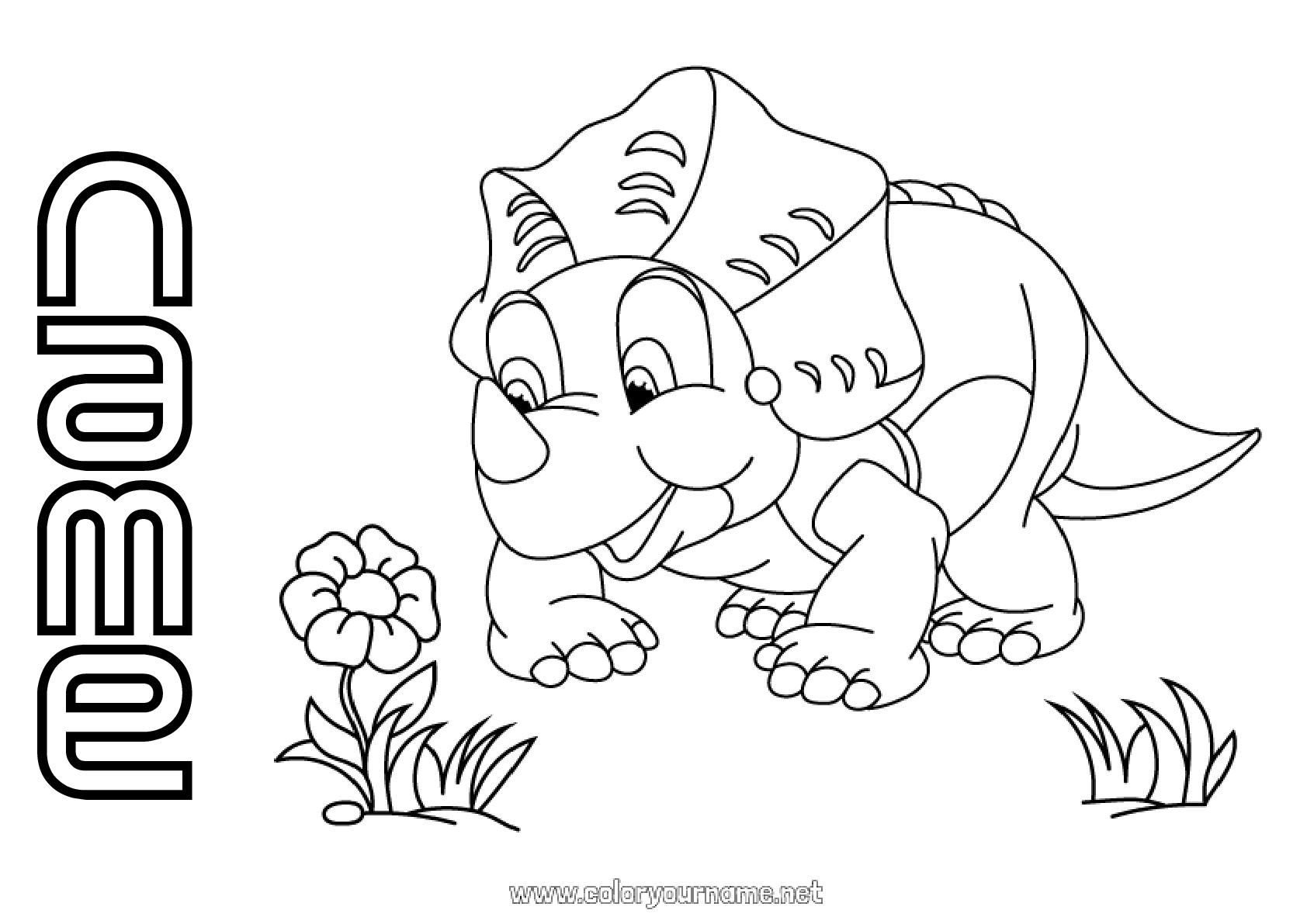Coloring page No.1454 - Dinosaurs Animal Triceratops