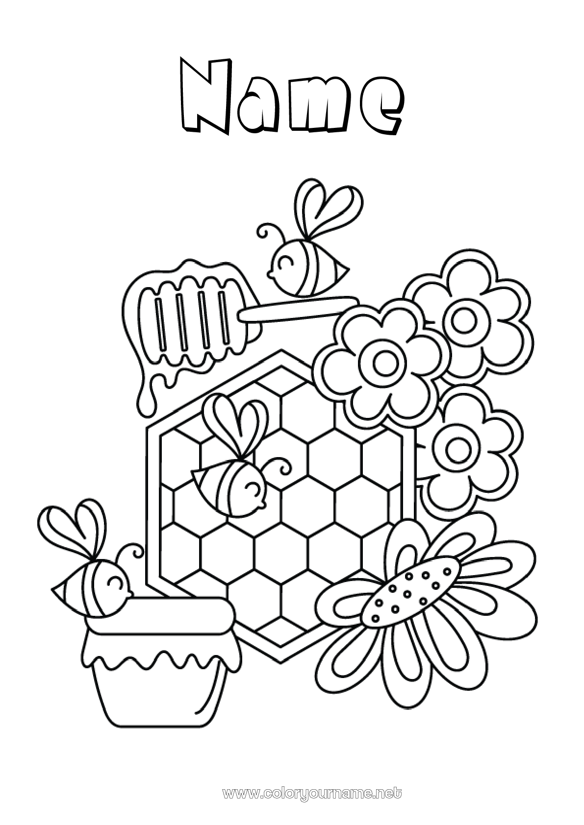 Coloring page No.1474 - Flowers Animal Bee