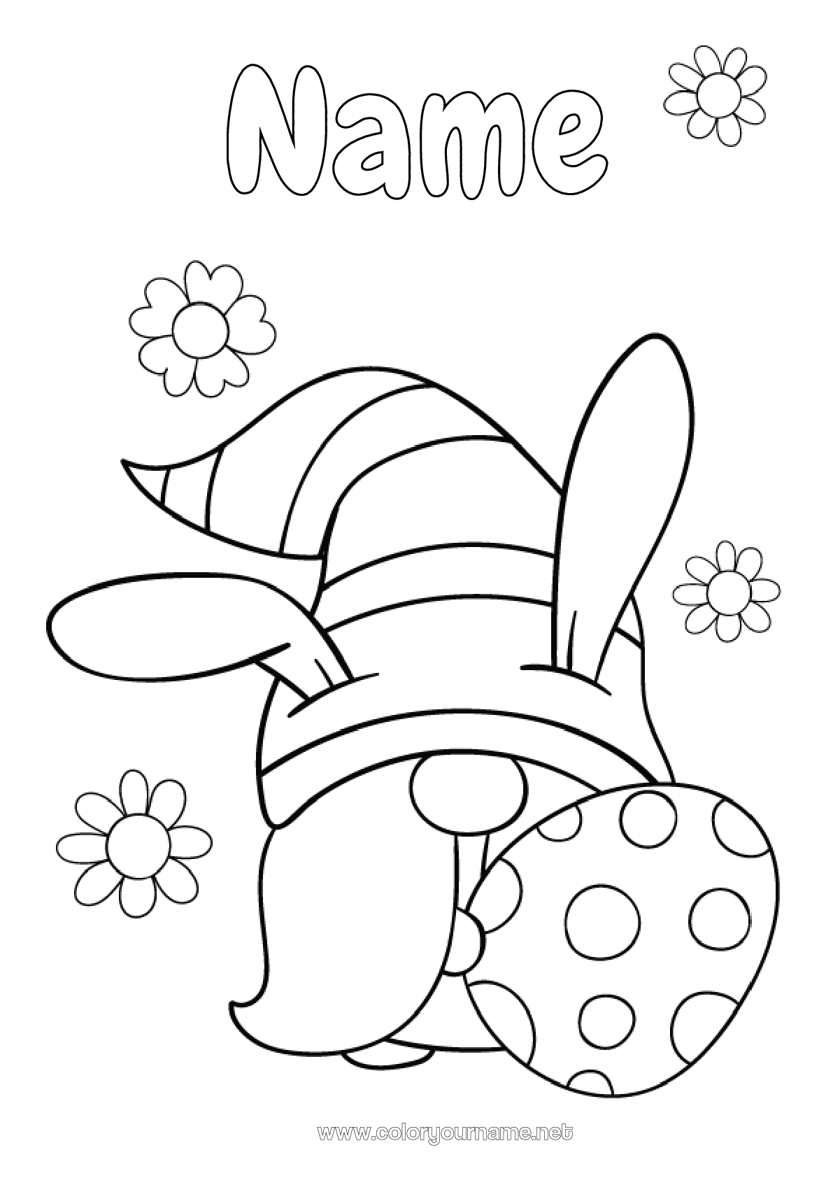 Coloring page No.1475 - Gnome Easter eggs Easter