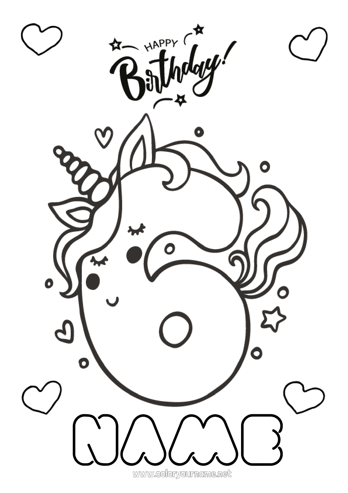 Happy Birthday ! : 101 free customizable coloring pages to print - Page 3
