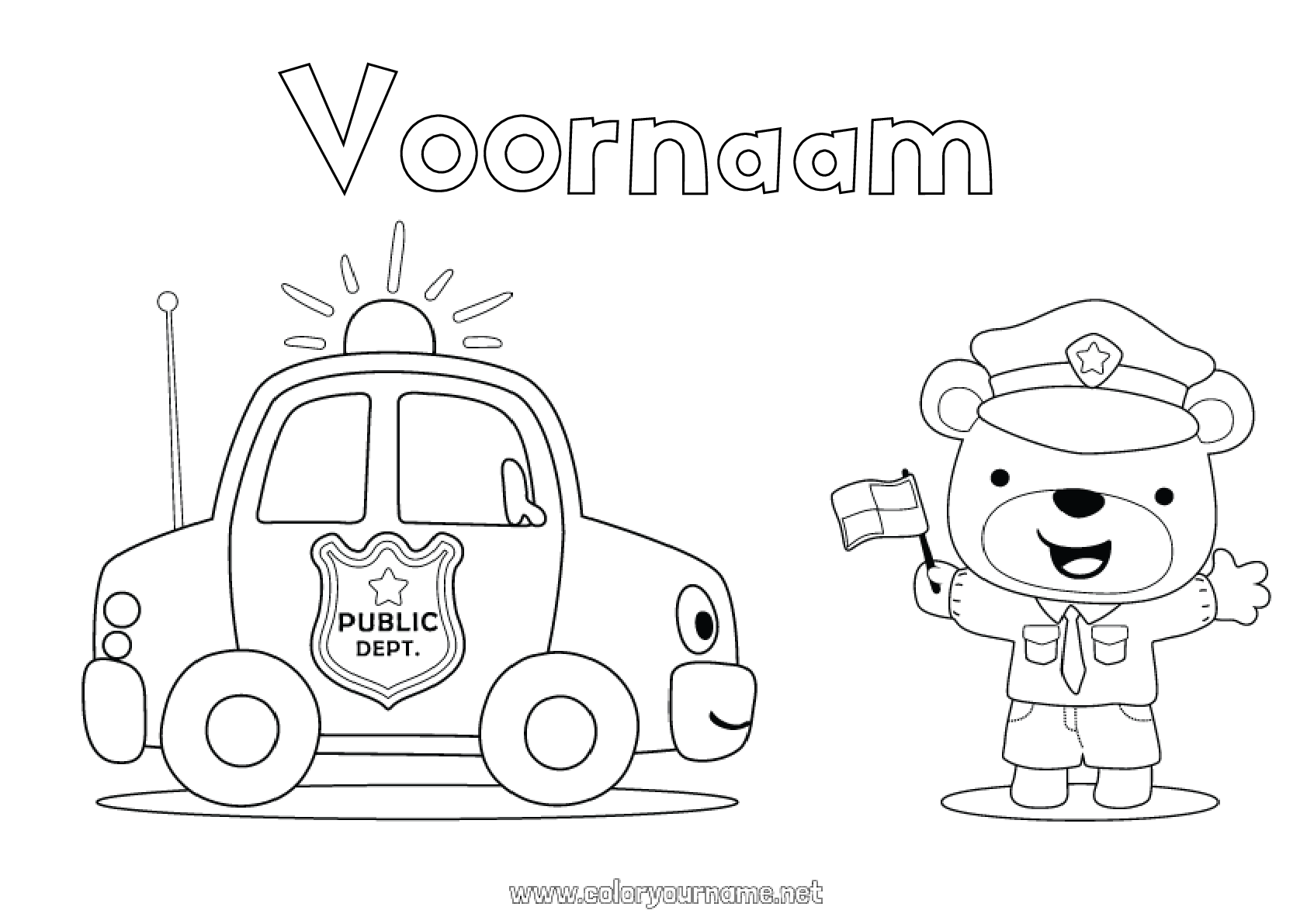 Kleurplaat Nr 1493 Voertuigen Auto Politie