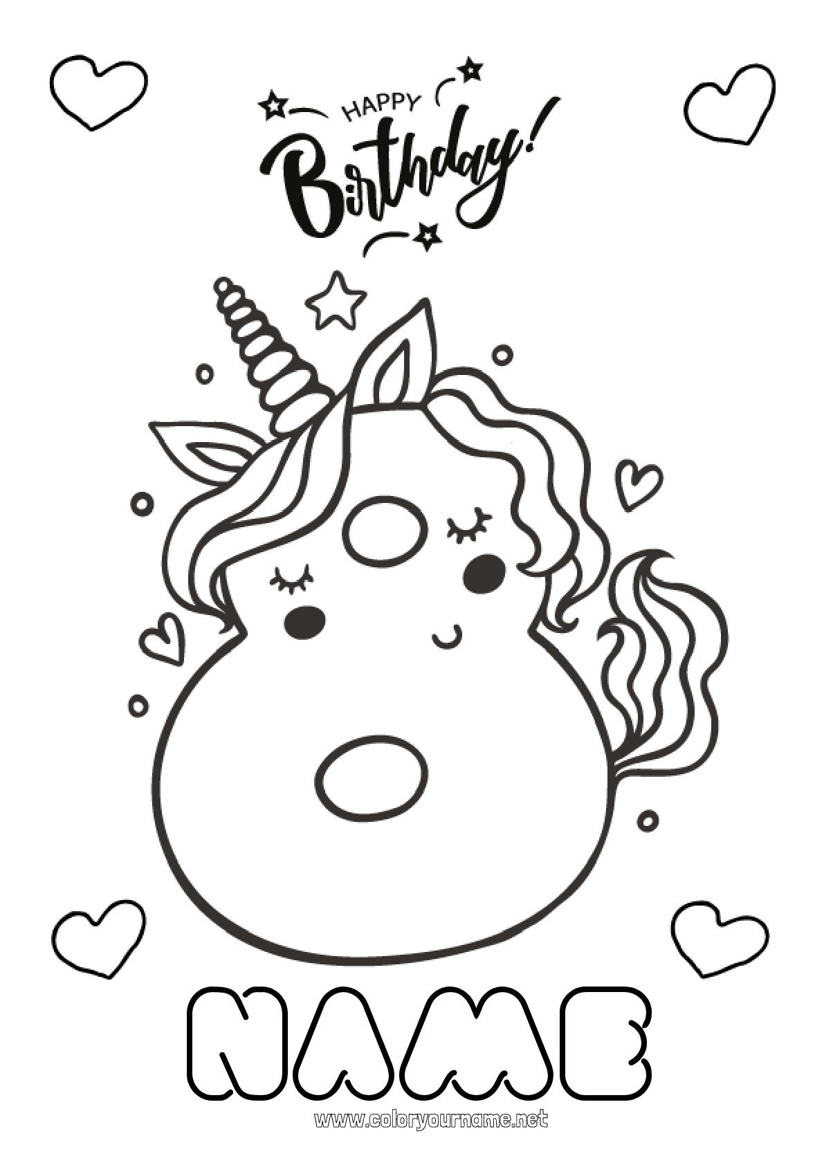 Coloring page No.149 - Birthday Number Unicorn