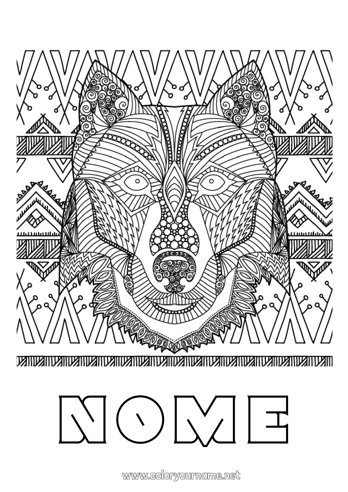 Pagina da colorare n.1508 - Lupo Mandala Volpe