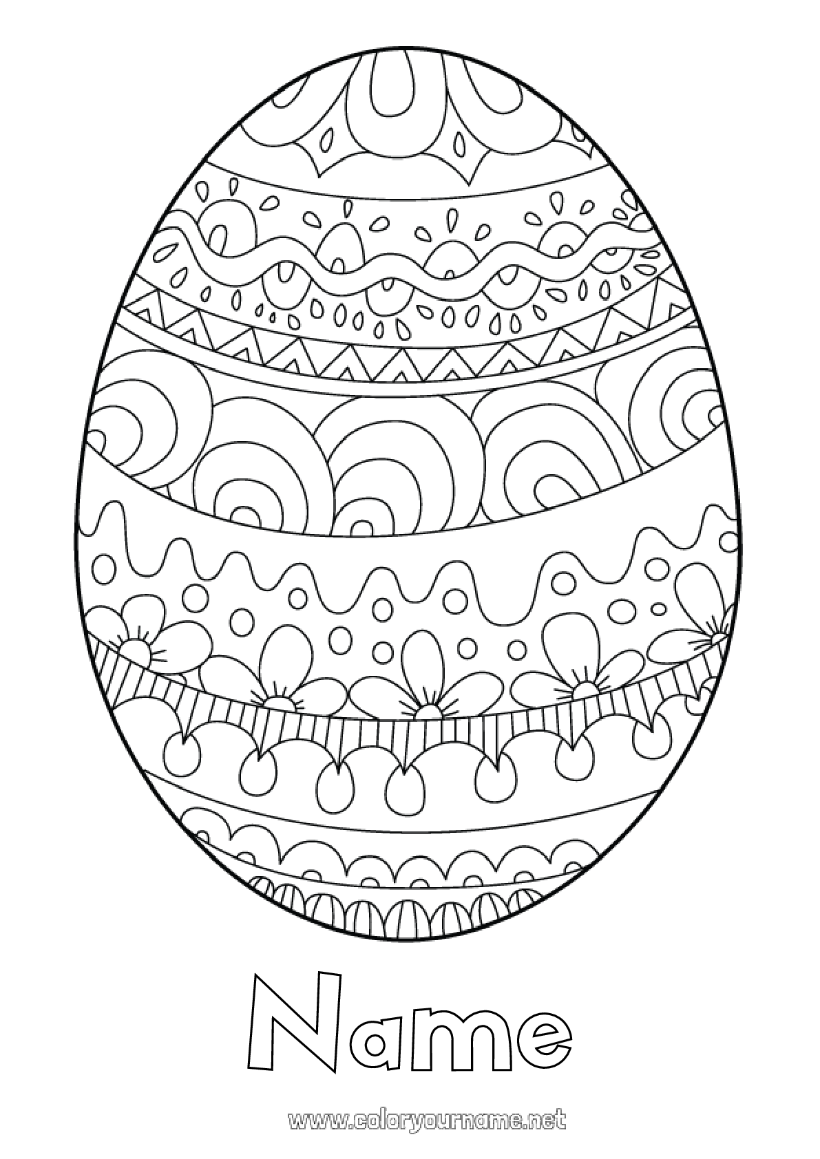 Coloring page No.1532 - Mandala Easter eggs Easter