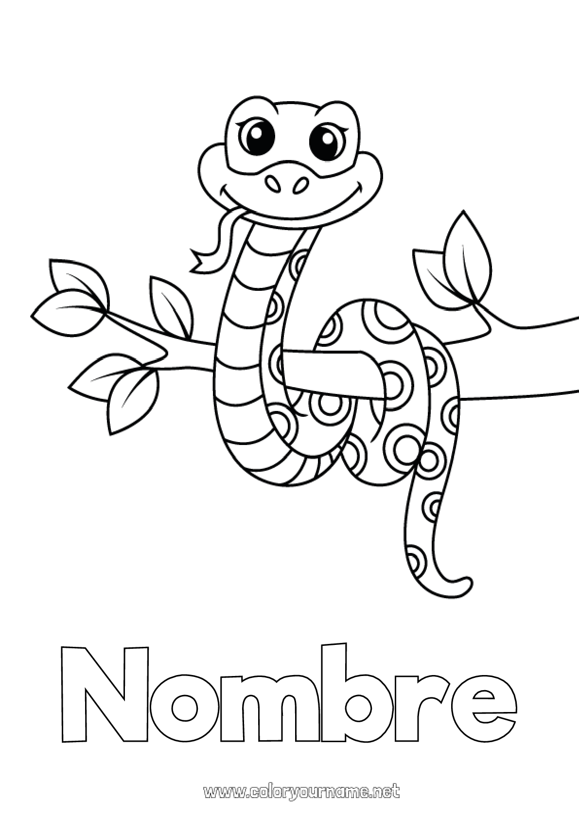 Nº de colorear 1539 - Lindo Animales Serpiente