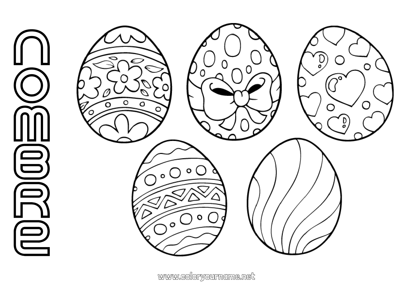 Nº de colorear 1543 - Actividades para niños Huevos de Pascua Pascua de ...