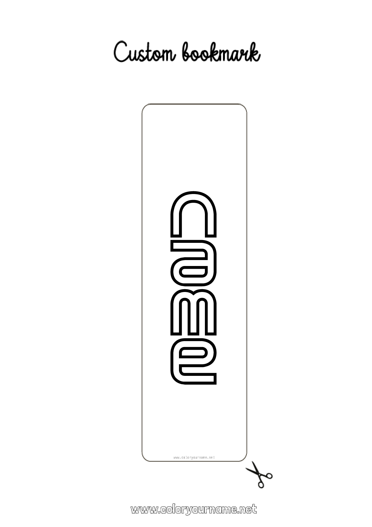 Coloring page No.1562 - Decorated name Bookmark