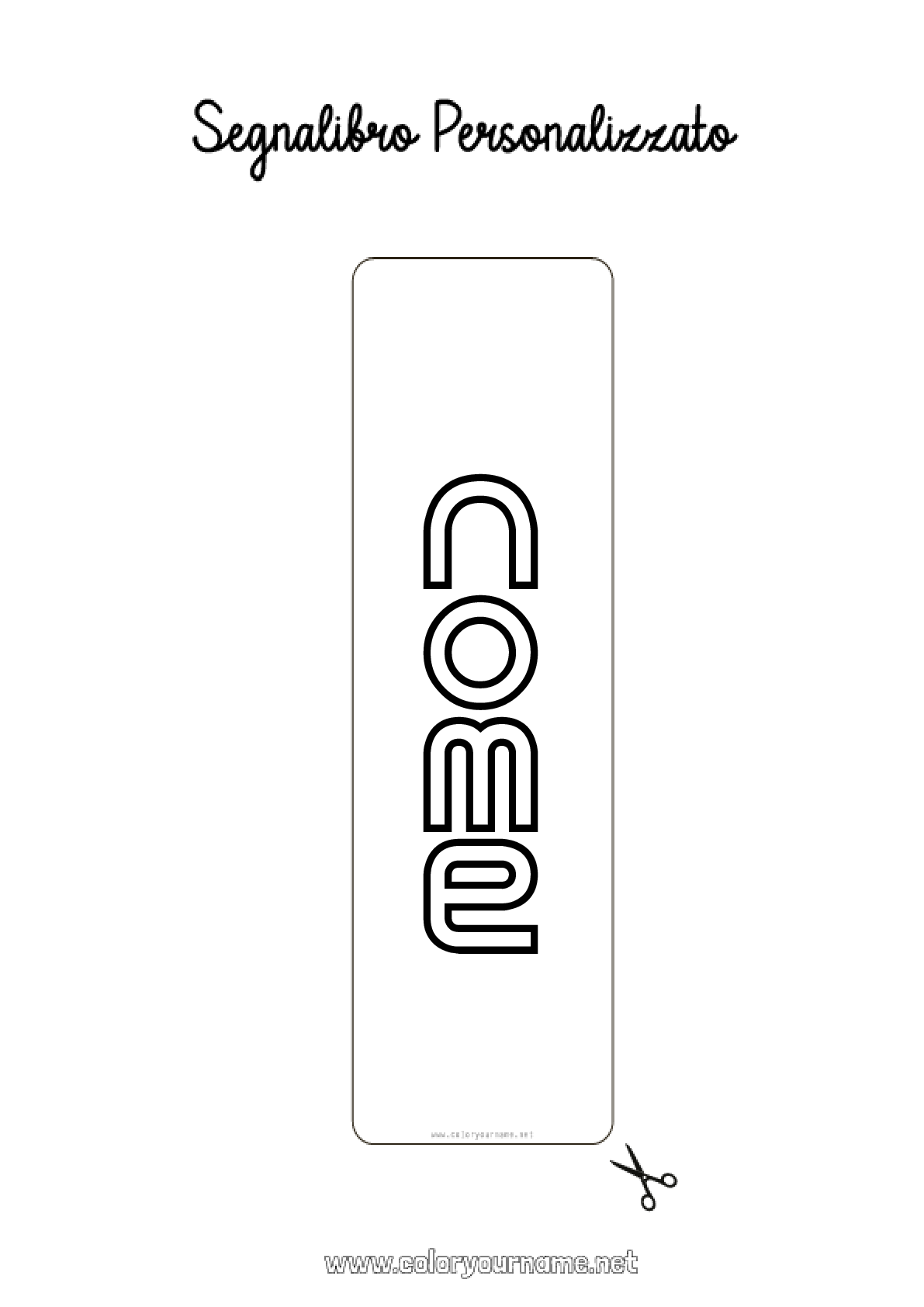 Pagina da colorare n.1562 - Nome decorato Segnalibro