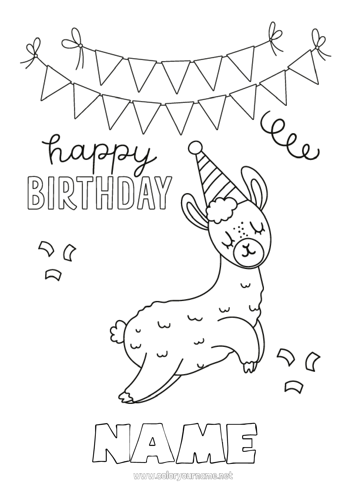 Happy Birthday ! : 101 free customizable coloring pages to print - Page 9