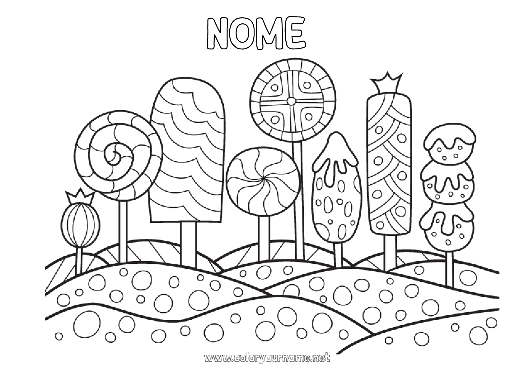 Pagina da colorare n.1576 - Torta Cibo Dolci, zuccherini