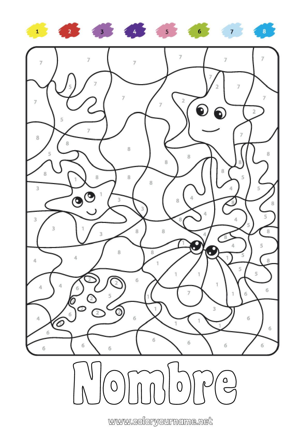 Nº de colorear 1583 - Número Mar Colorear por números