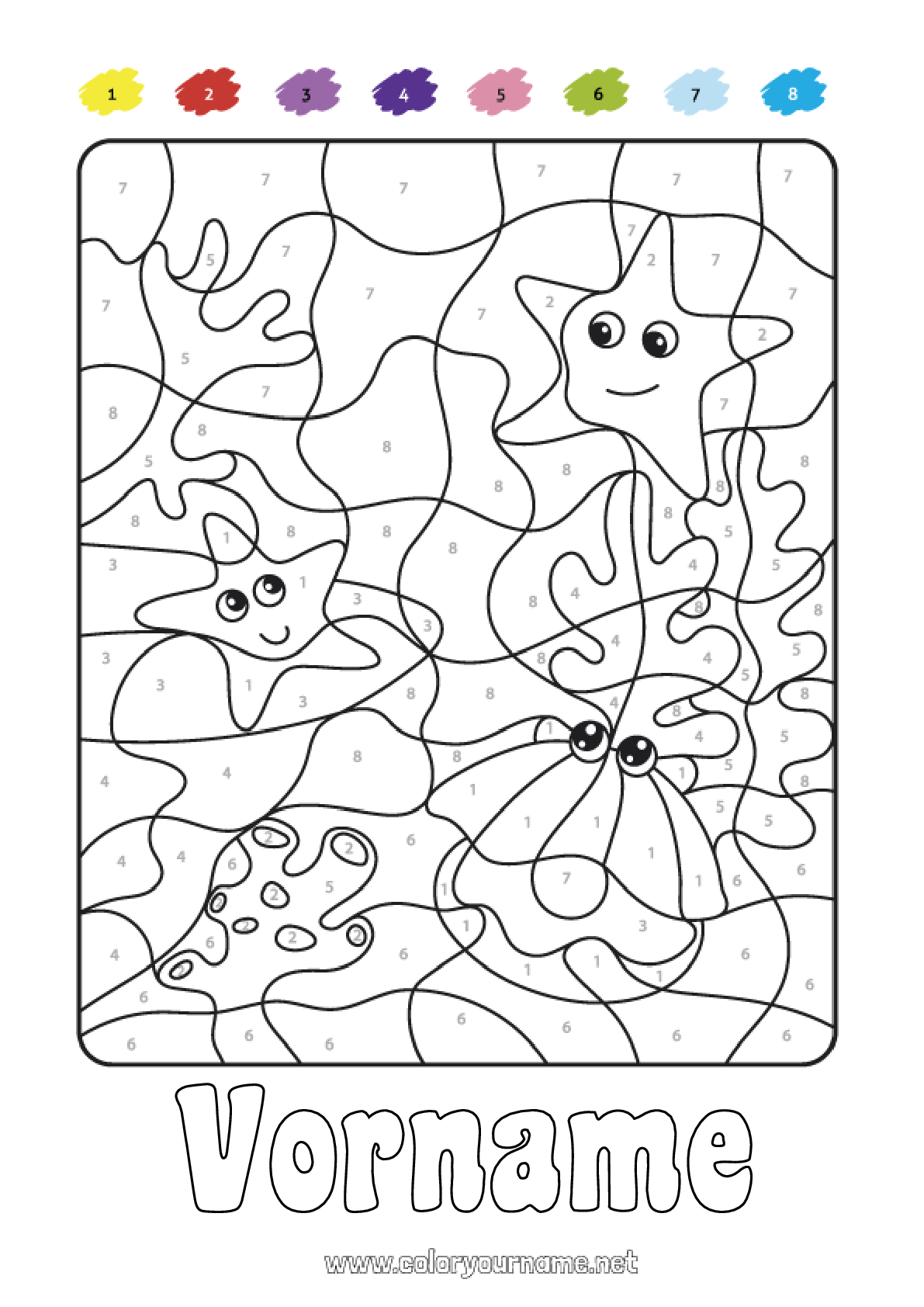 Malvorlage Nr.1583 - Zahl Meer Malen nach Zahlen