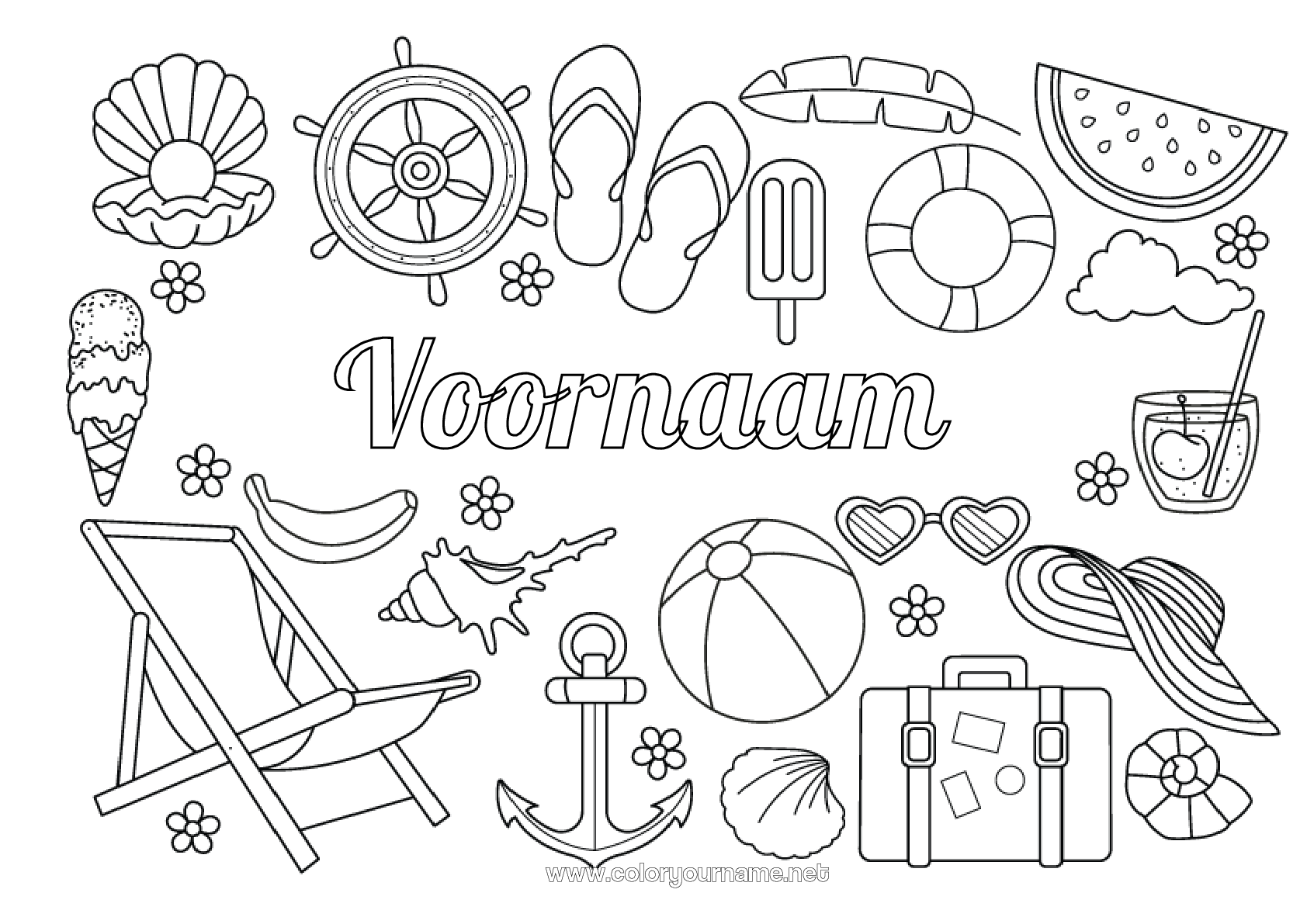 Kleurplaat nr.1588 - Vakantie Zomer Fruit