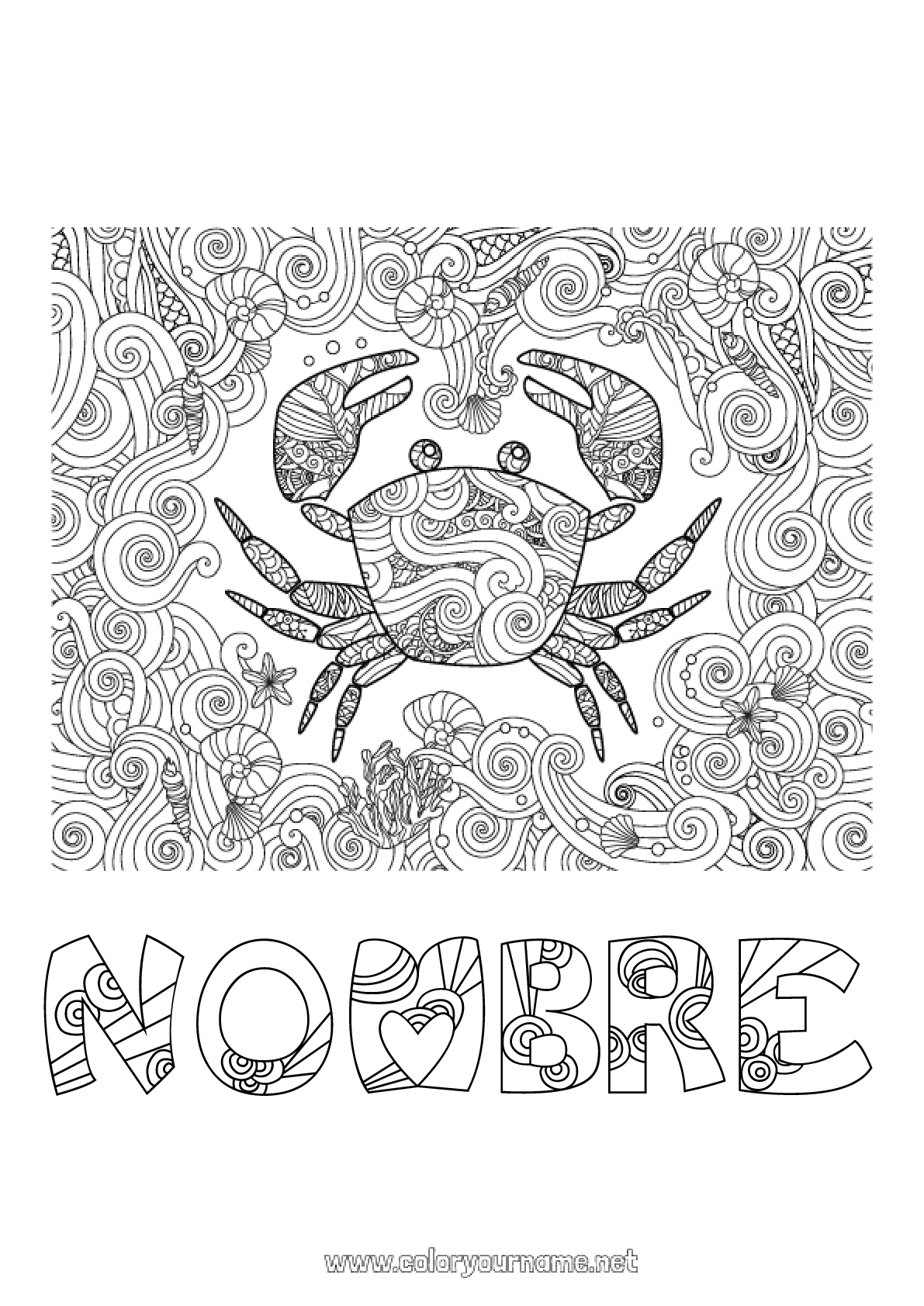 Nº de colorear 1602 - Mandala Mar Animales