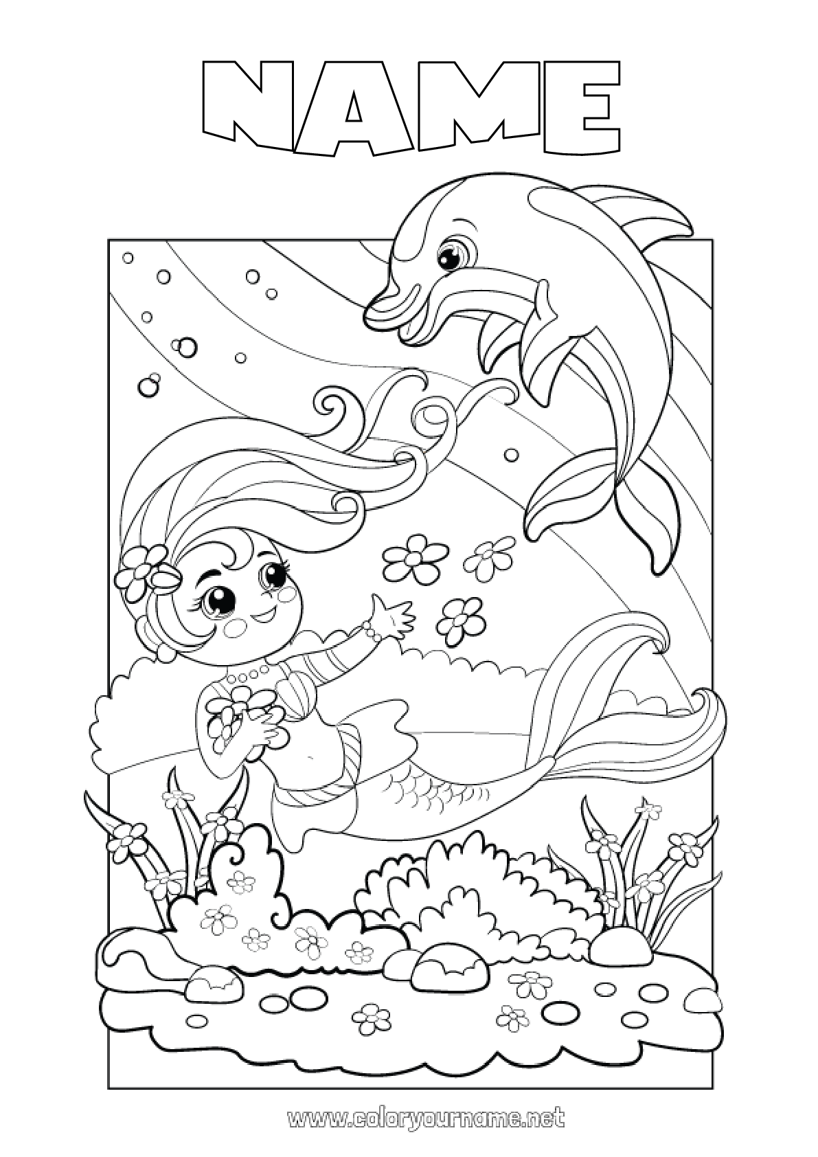 Dolphin And Mermaid Coloring Pages