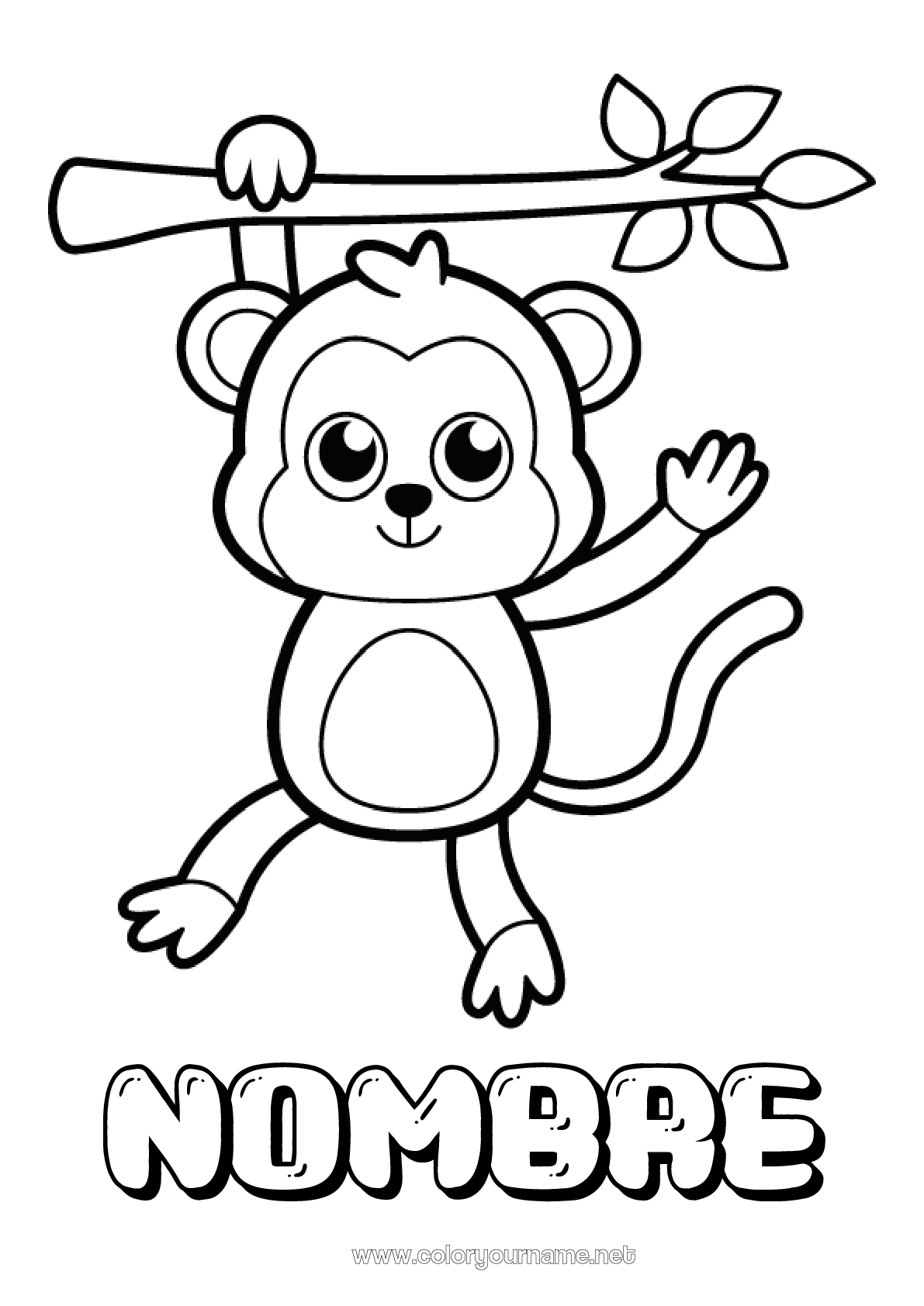 Nº de colorear 1638 - Lindo Animales Mono