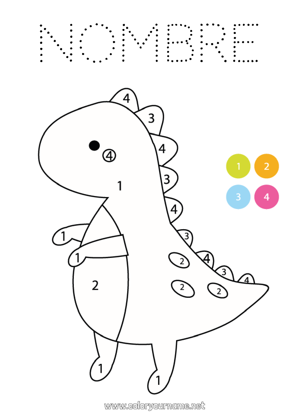 Nº de colorear 1643 - Dinosaurios Colorear por números Actividades para ...