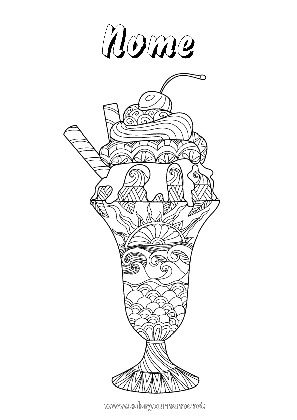 Pagina da colorare n.1645 - Mandala Cibo Dolci, zuccherini