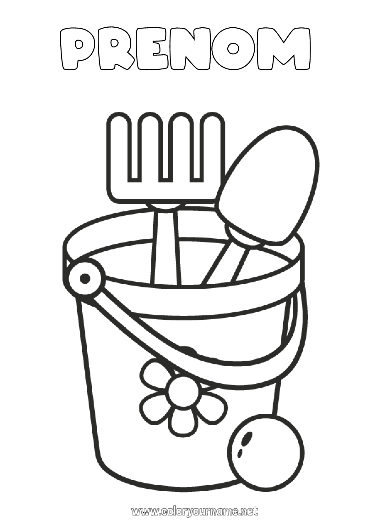 Coloriage n°1647 - Jouets Coloriages faciles Seau de plage