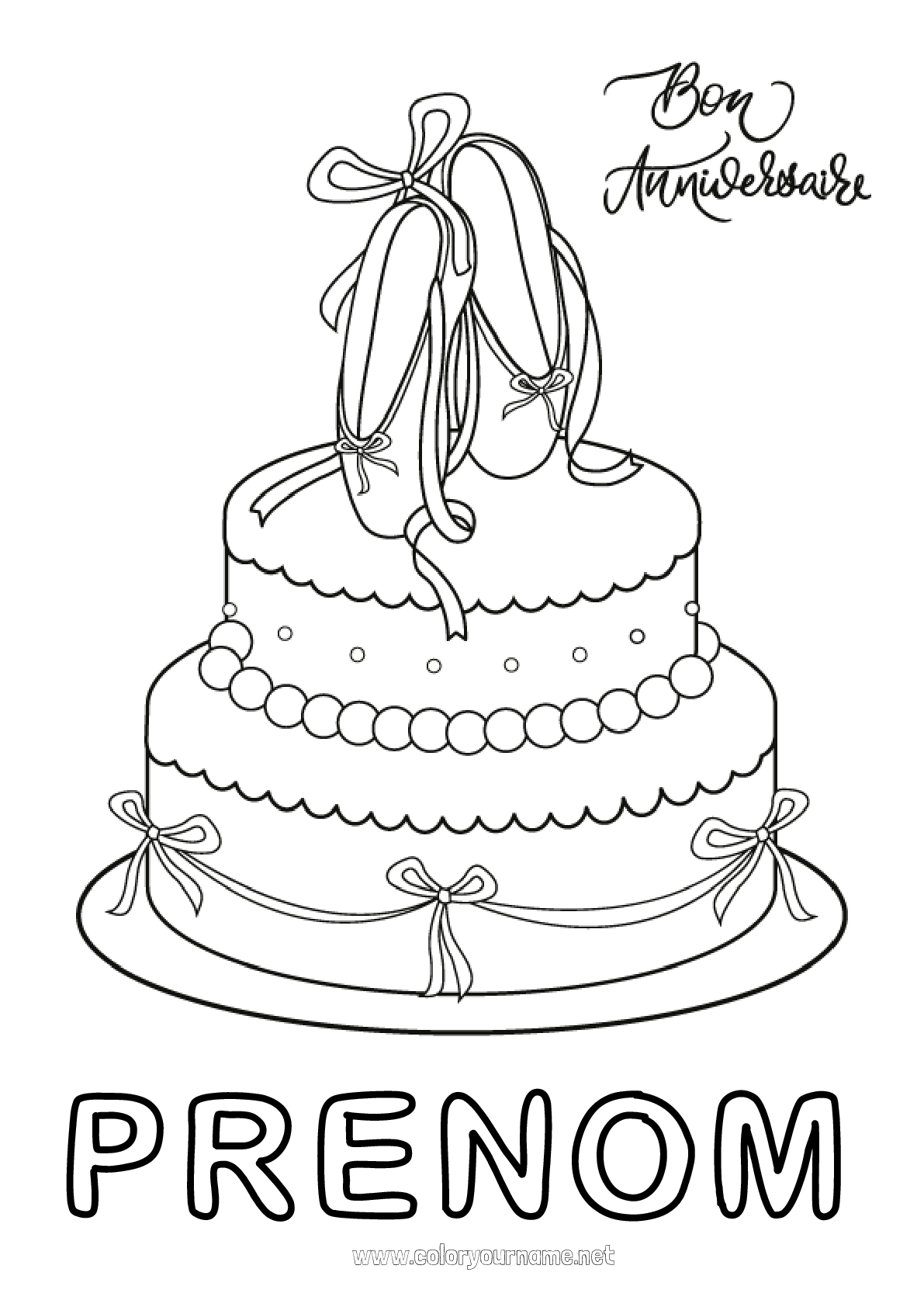 Coloriage n°164 - Gâteau Anniversaire Danse