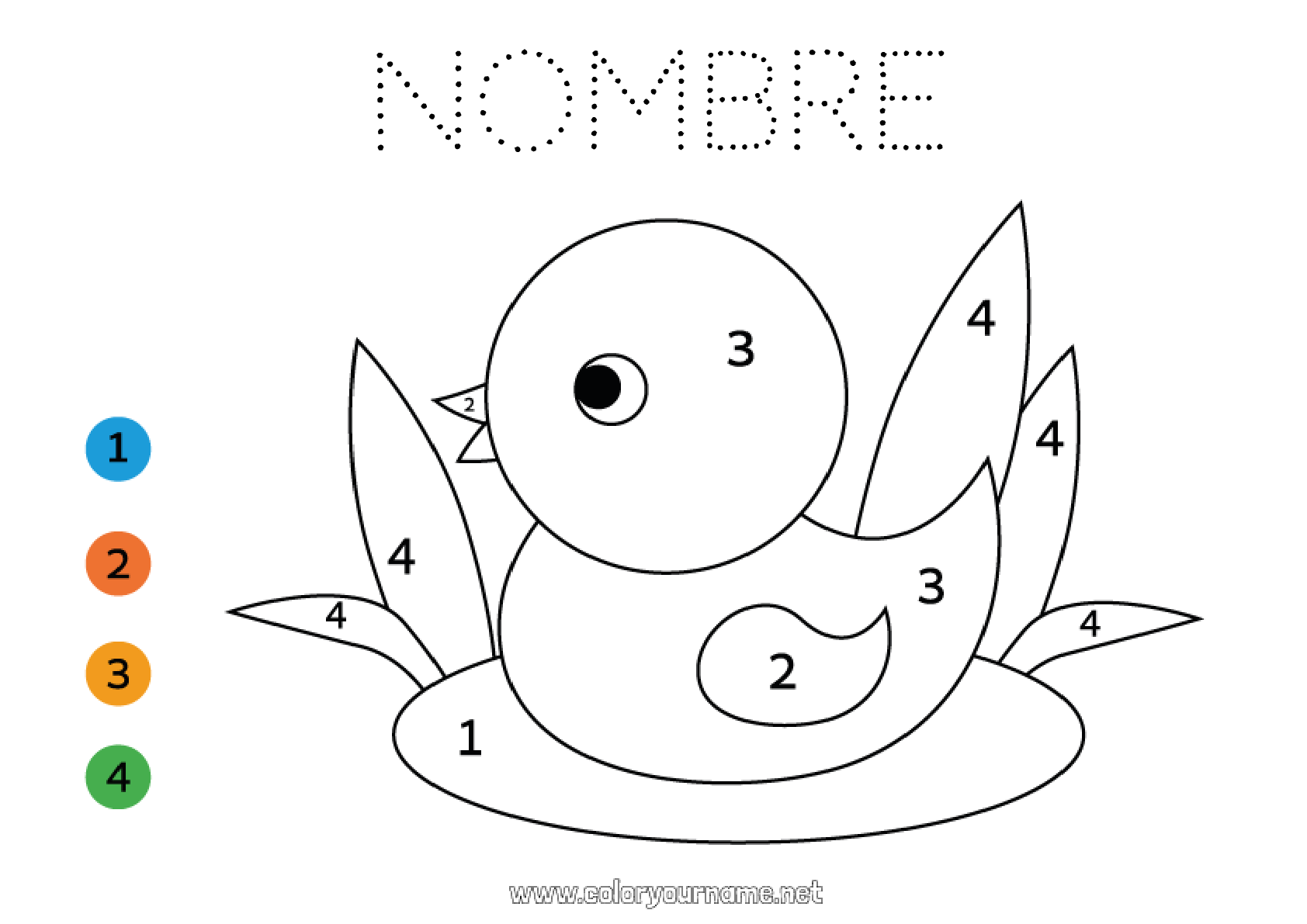 Nº de colorear 1668 - Número Pájaro Actividades para niños