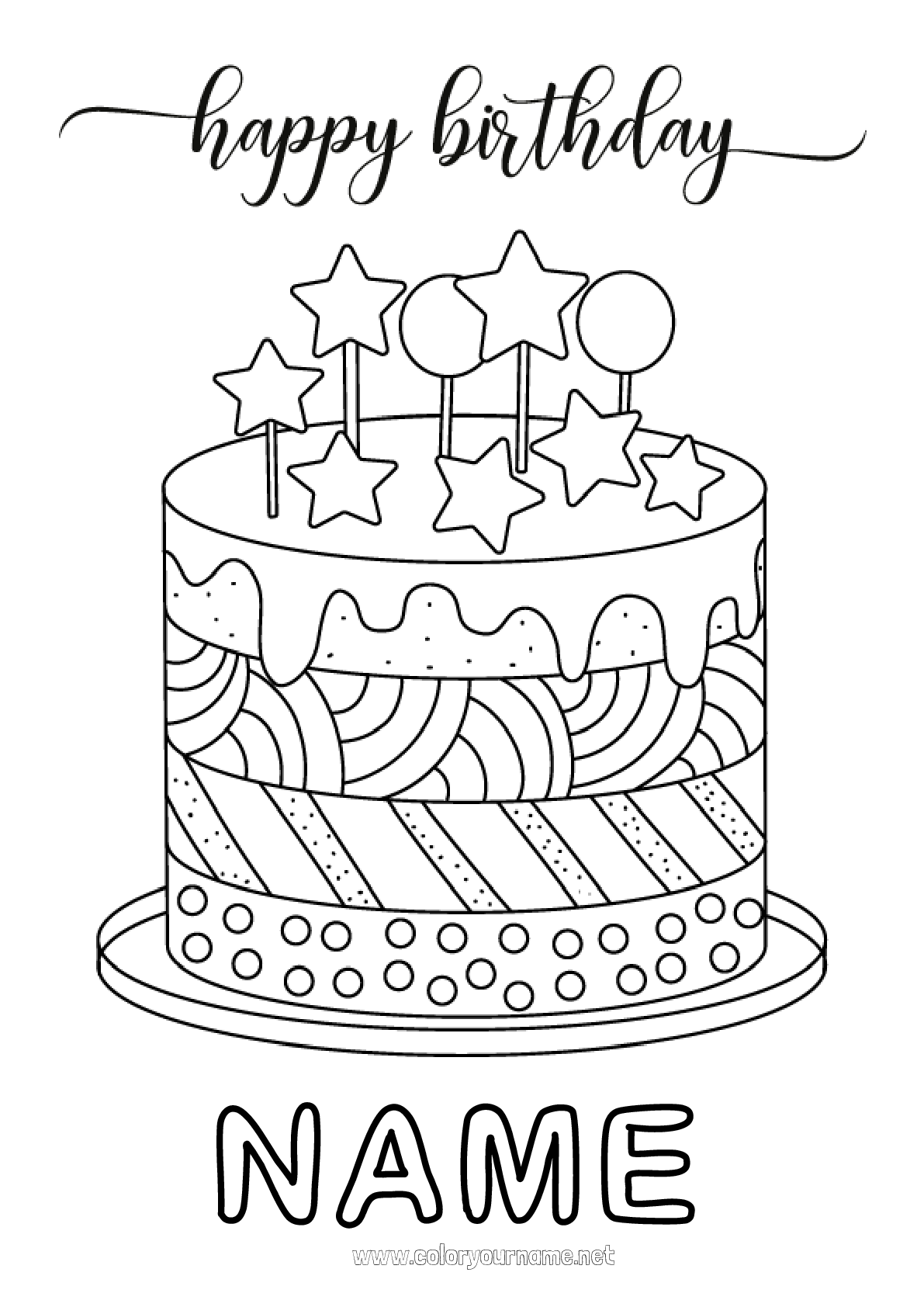 Happy Birthday ! : 101 free customizable coloring pages to print - Page 8