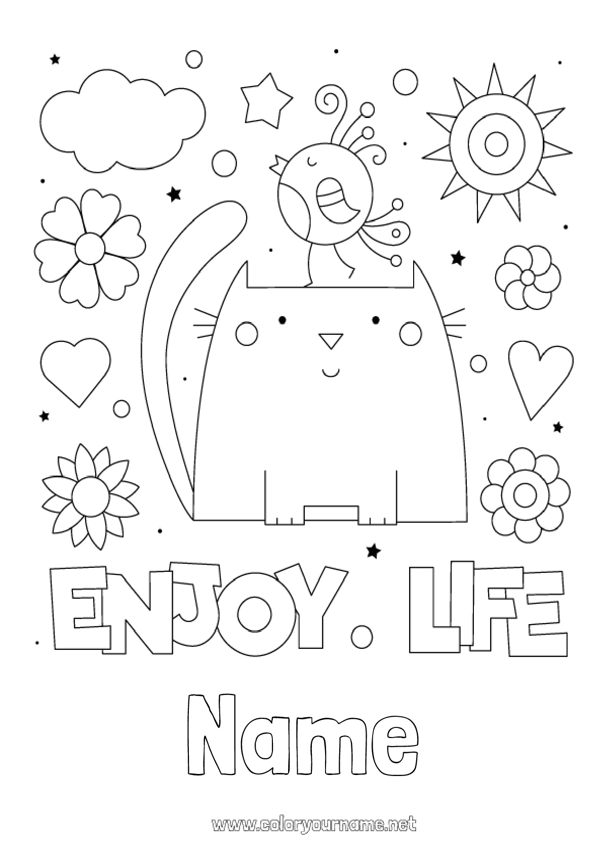 Coloring page No.1685 - Cat Bird Animal