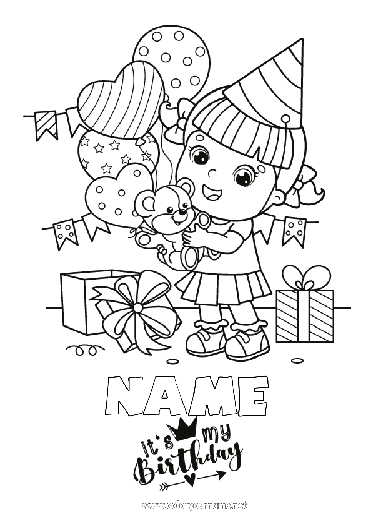 Happy Birthday ! : 101 free customizable coloring pages to print - Page 8