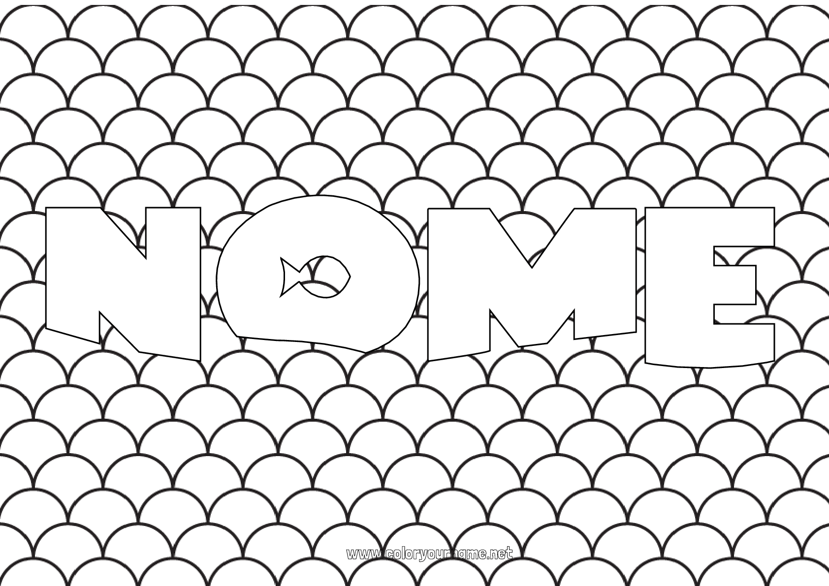 Pagina da colorare n.1701 - Attività per Bambini Pesce Nome decorato