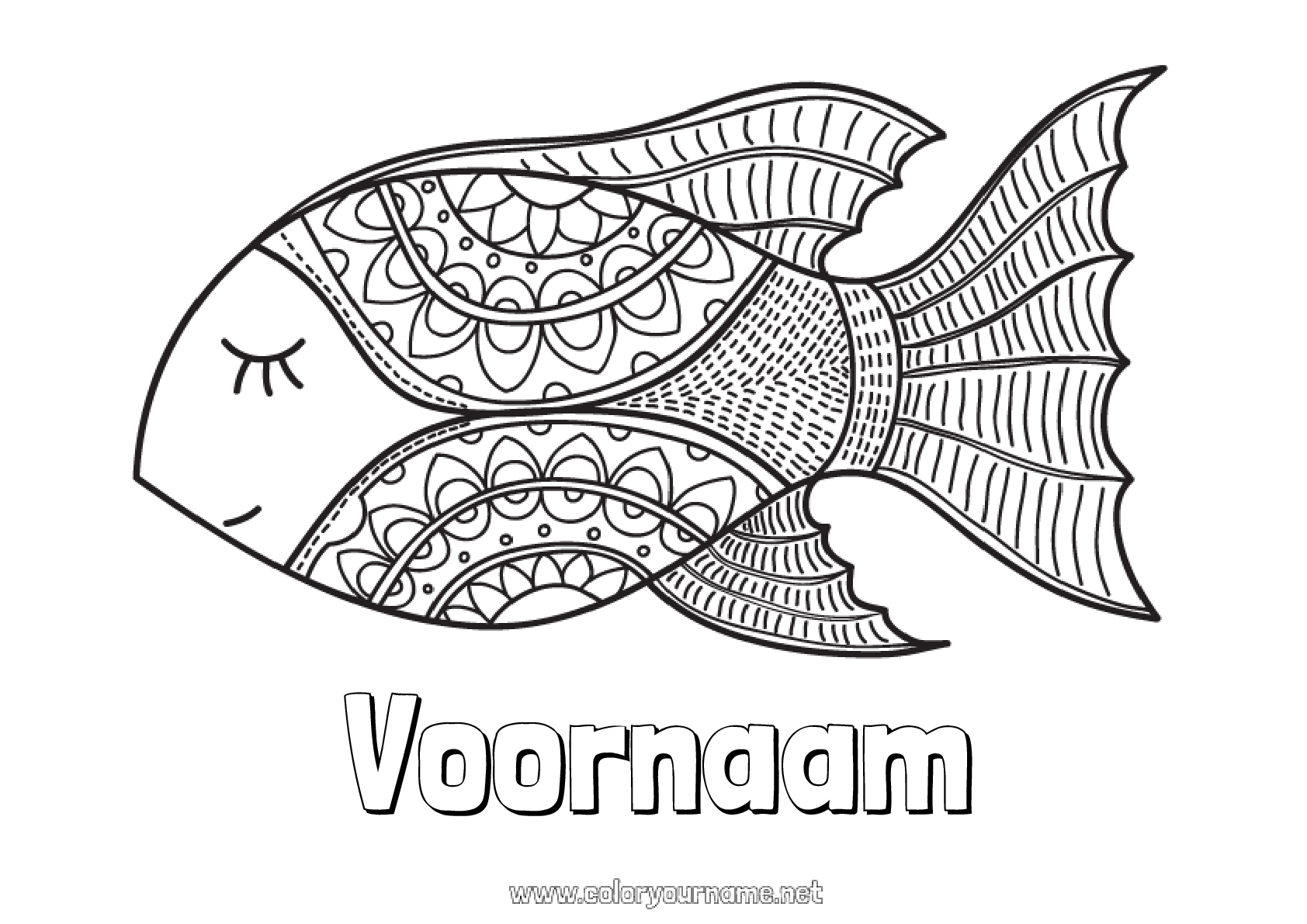 Kleurplaat nr.1708 - Mandala Dier Vis