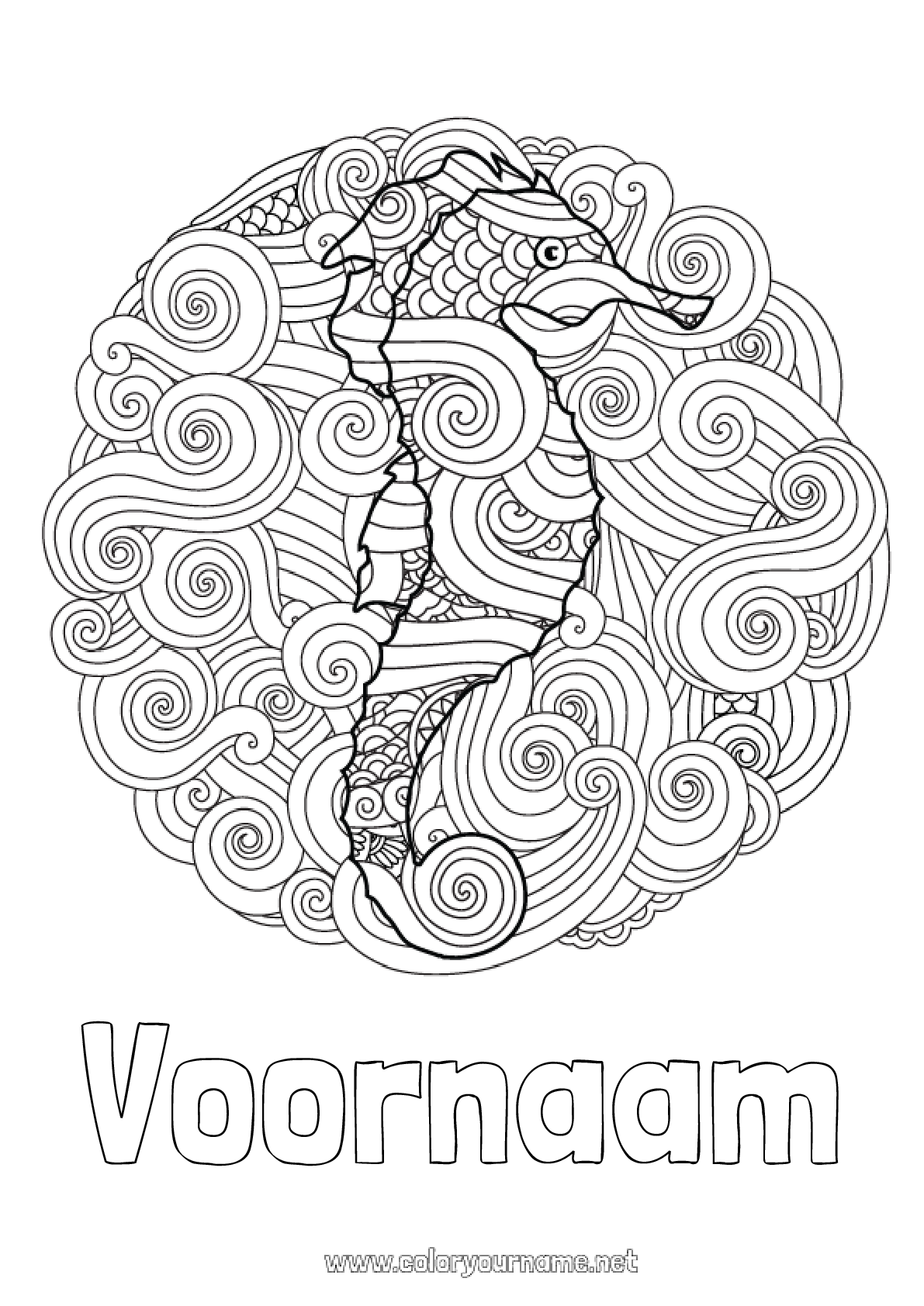 Kleurplaat nr.1712 - Mandala Zee Dier