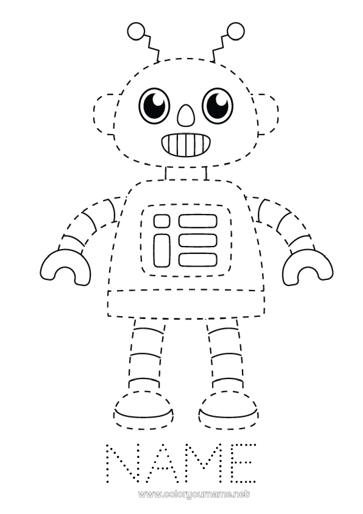 Coloring page No.1714 - Robot Children's activities Connect the dots