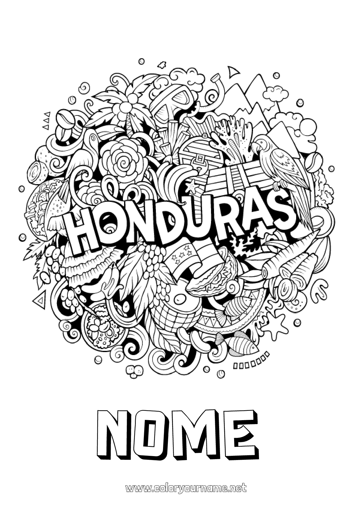 Nº de colorir 1719 - Geografia Símbolos País