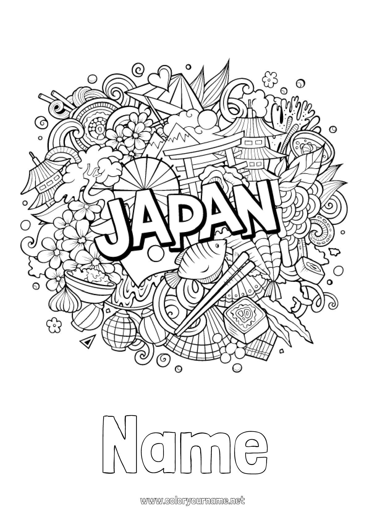 Coloring page No.1721 - Geography Japan Symbols