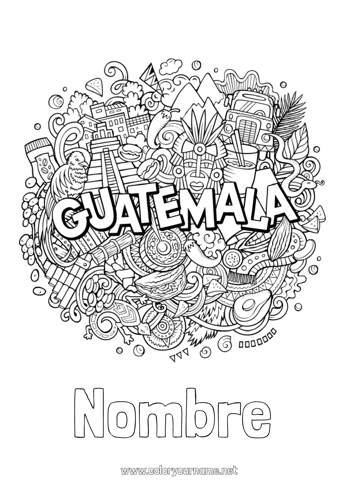 Nº de colorear 1728 - Geografía Simbolos Dibujos complejos para colorear