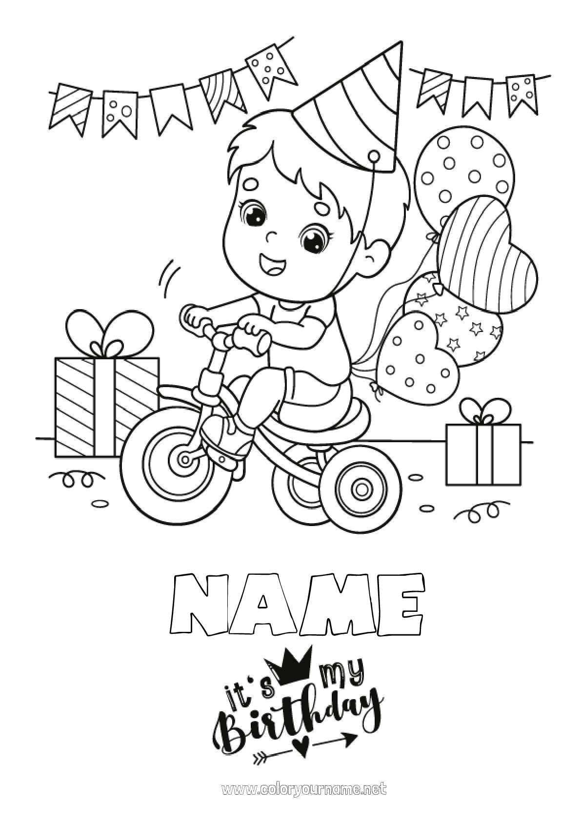 Coloring page No.172 - Gifts Birthday Balloons