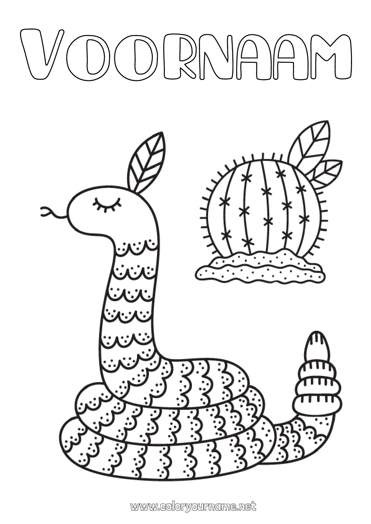 Kleurplaat nr.1730 - Dier Slang Cactus