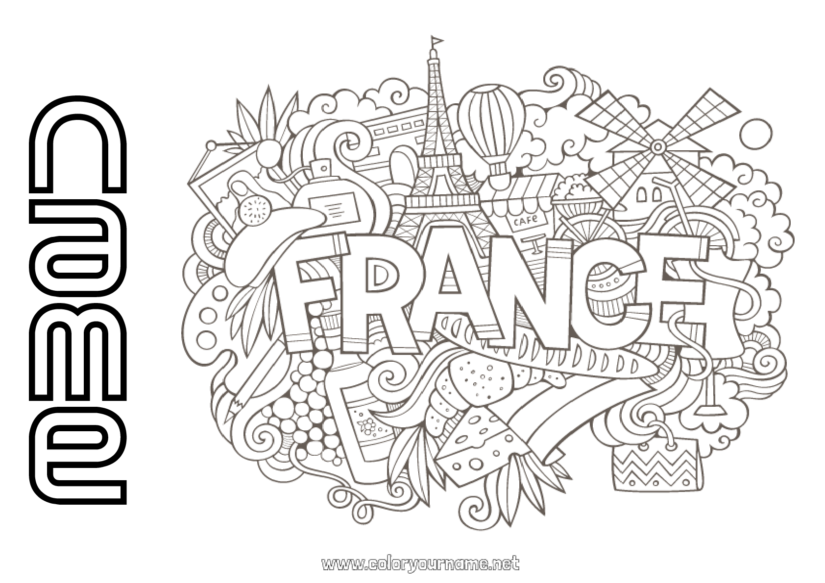 Coloring page No.1735 - Geography France Symbols