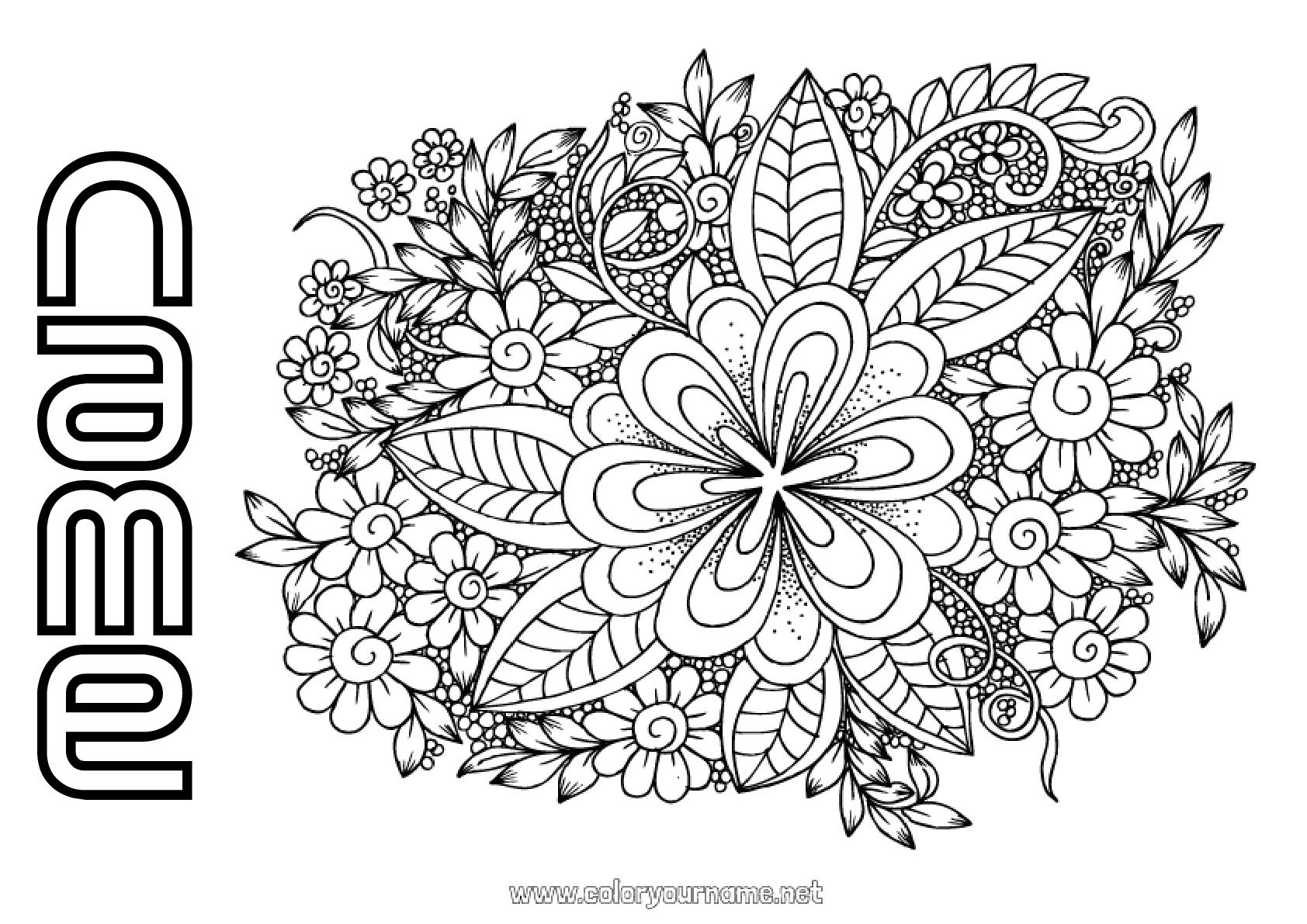Coloring page No.1736 - Flowers Calm and zen Mandala