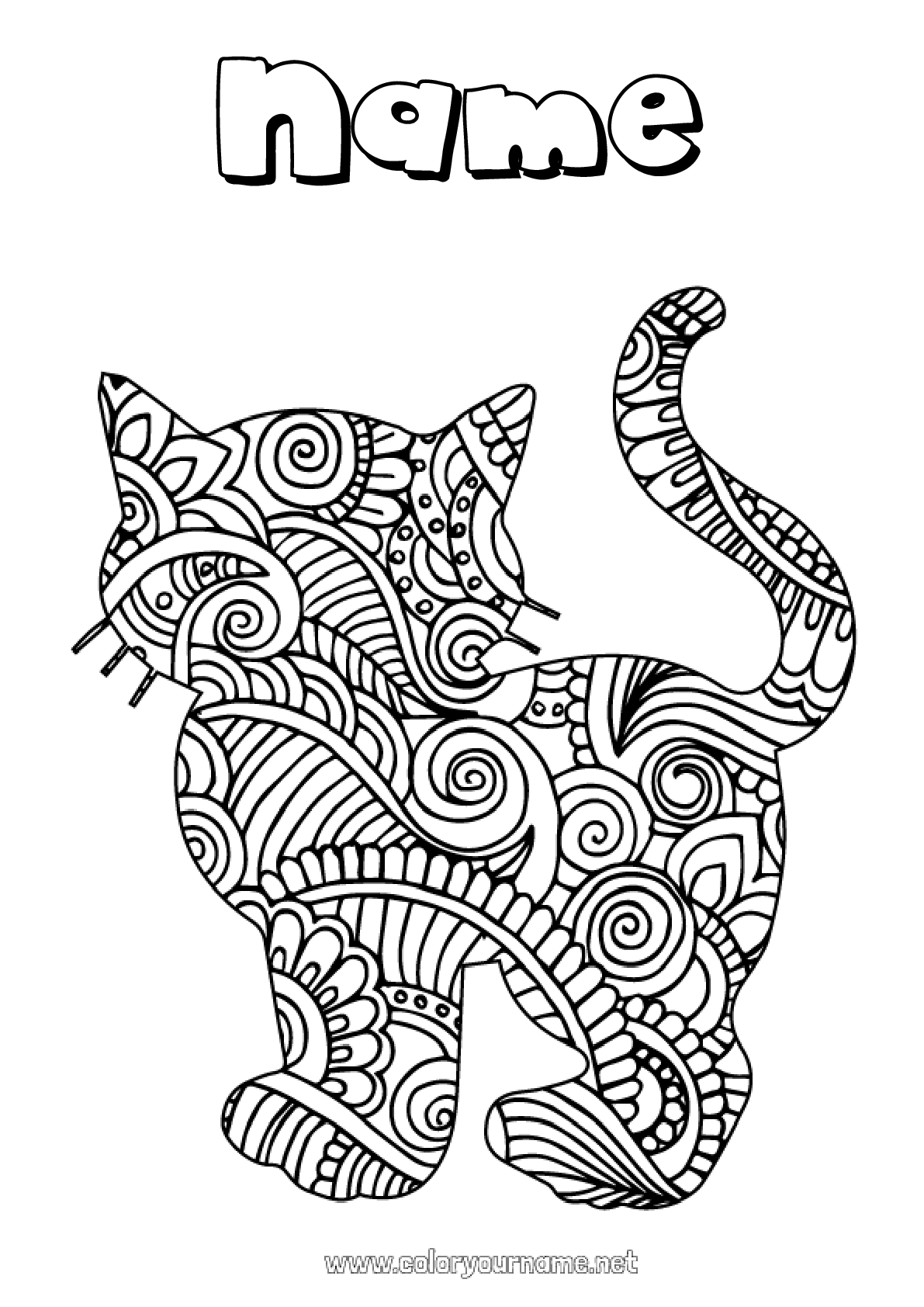 Coloring page No.1740 - Calm and zen Cat Mandala