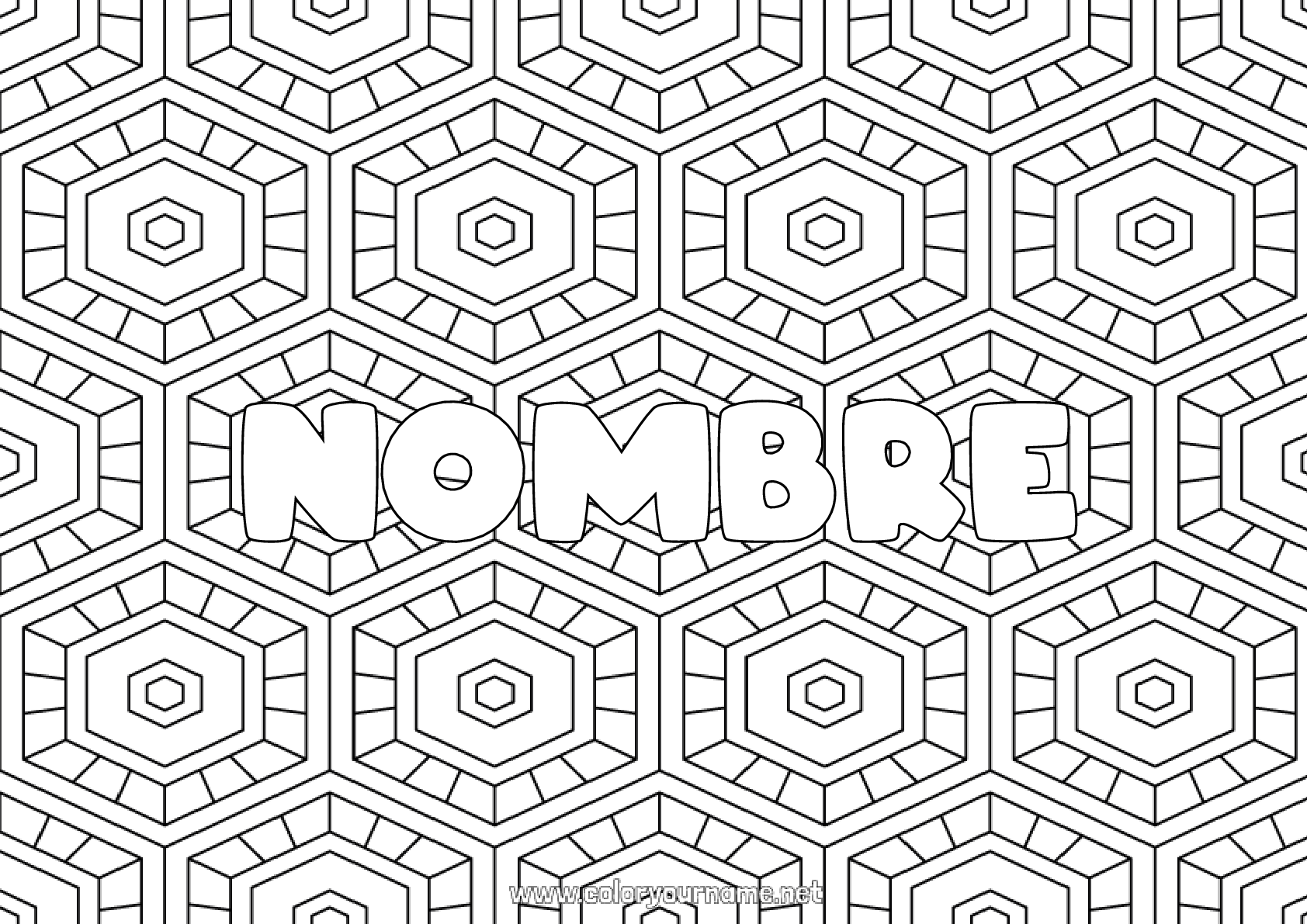 Nº de colorear 1742 - Calma y zen Mandala Nombre decorado