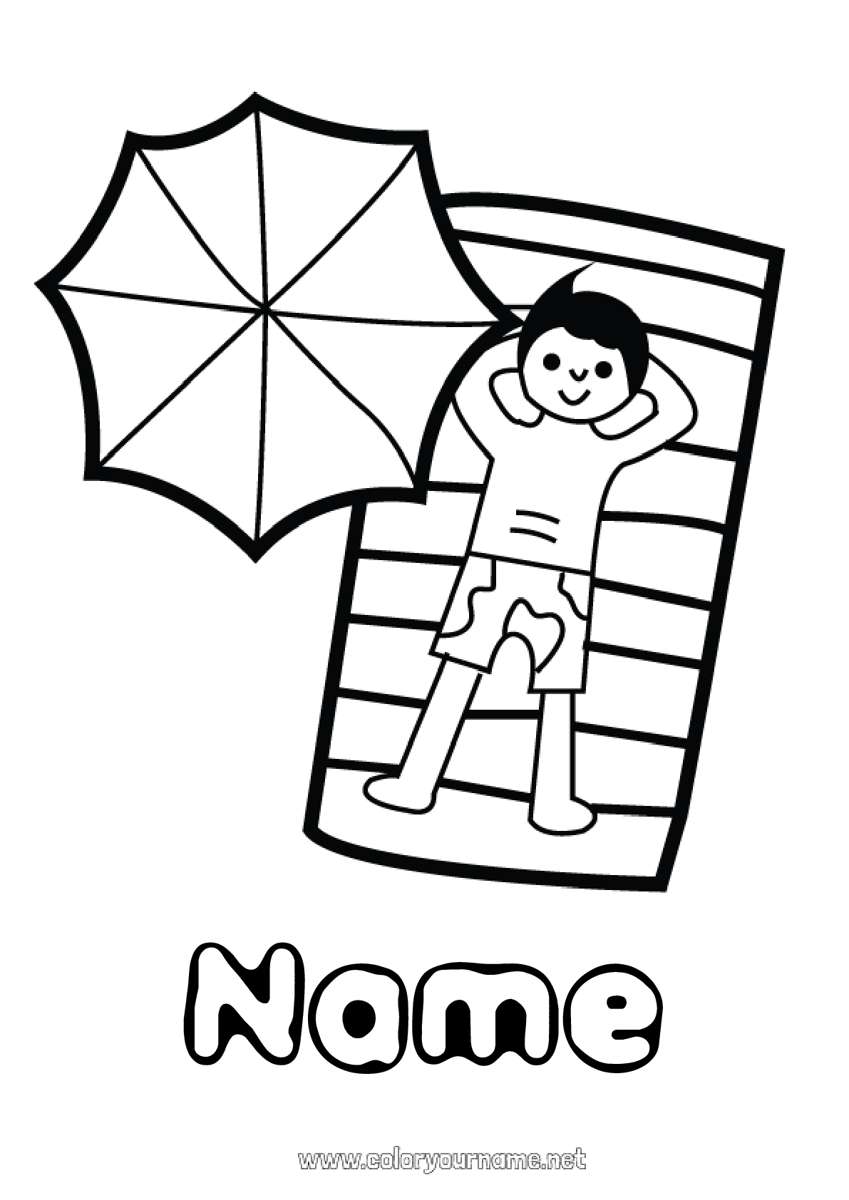 Coloring page No.1747 - Beach Easy coloring pages Parasol, Beach umbrella